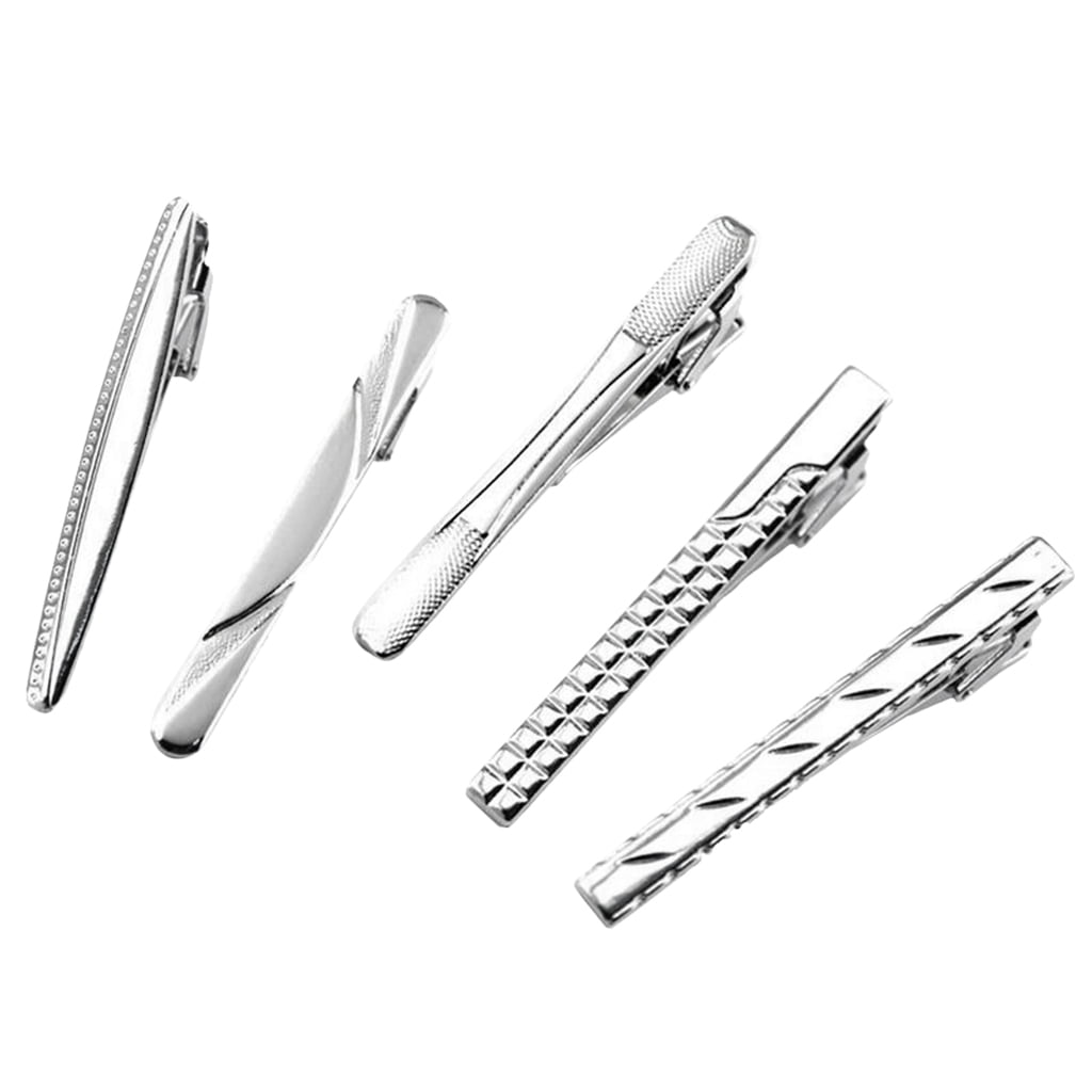5 Pieces Mens Tie Clips Set Bar Clip Wedding Business Necktie Clip With ...