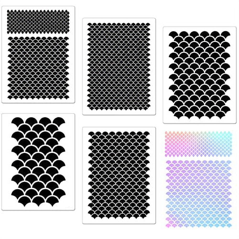 5 Pieces Mermaid Scale .. Stencil, Mermaid Makeup Stencil .. Reusable ...