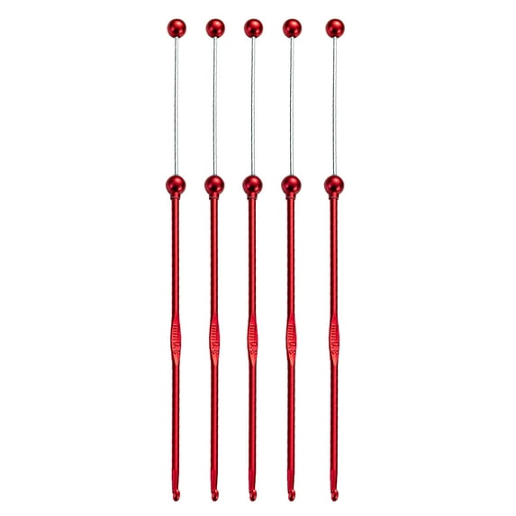 5 Pieces Metal Crochet Needle Beads Crochet Hook Set Metal Knitting ...