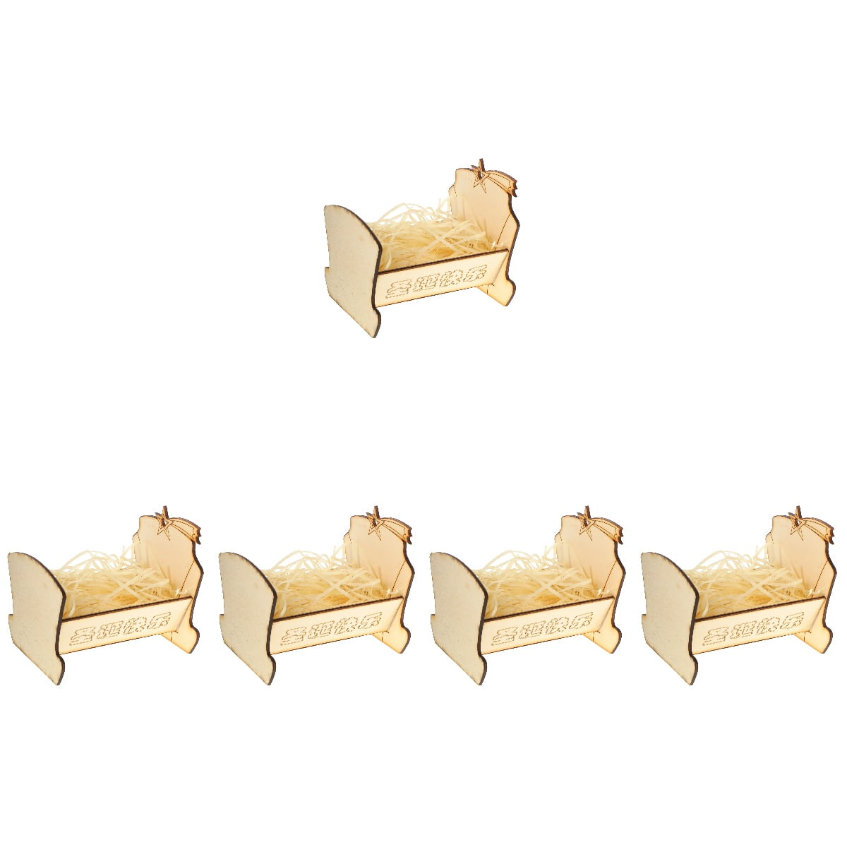 5 Pieces Mini Baby Jesus Manger Nativity Scene Bed Statue Religious ...