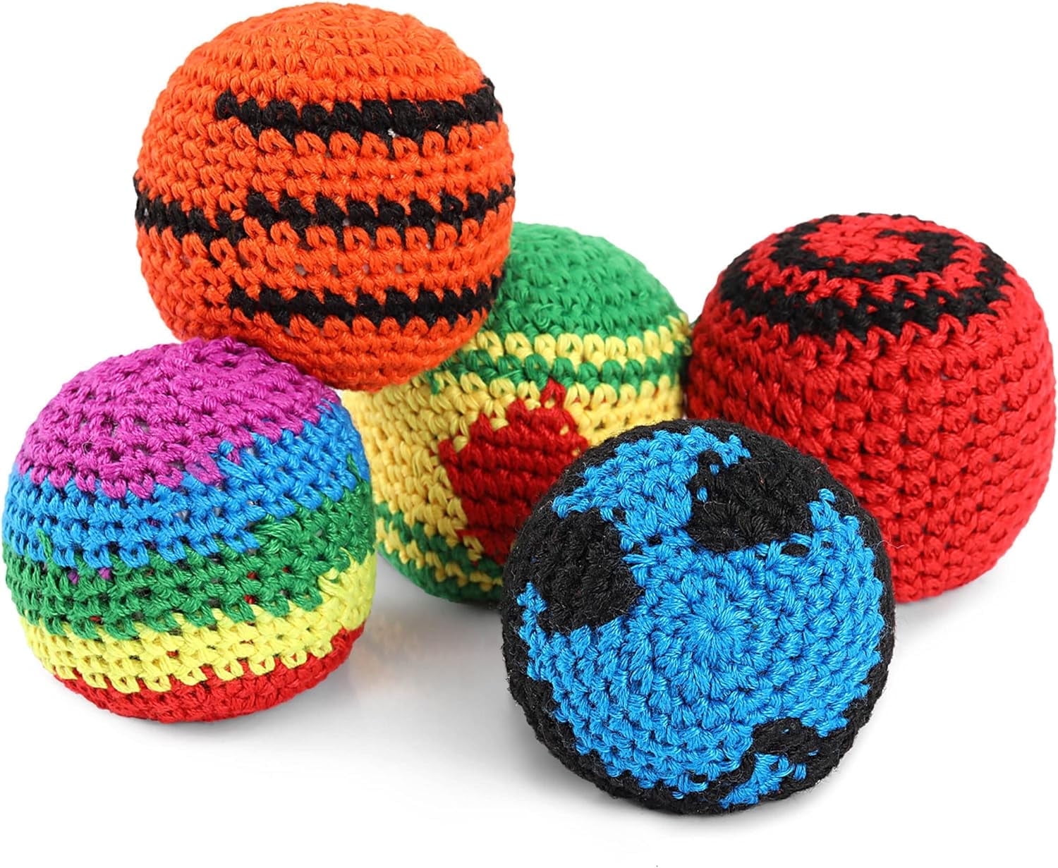 WSNIJFU 5Pcs Wool Yarn Multicolored Woven Kickball Soft Knitted Kick ...