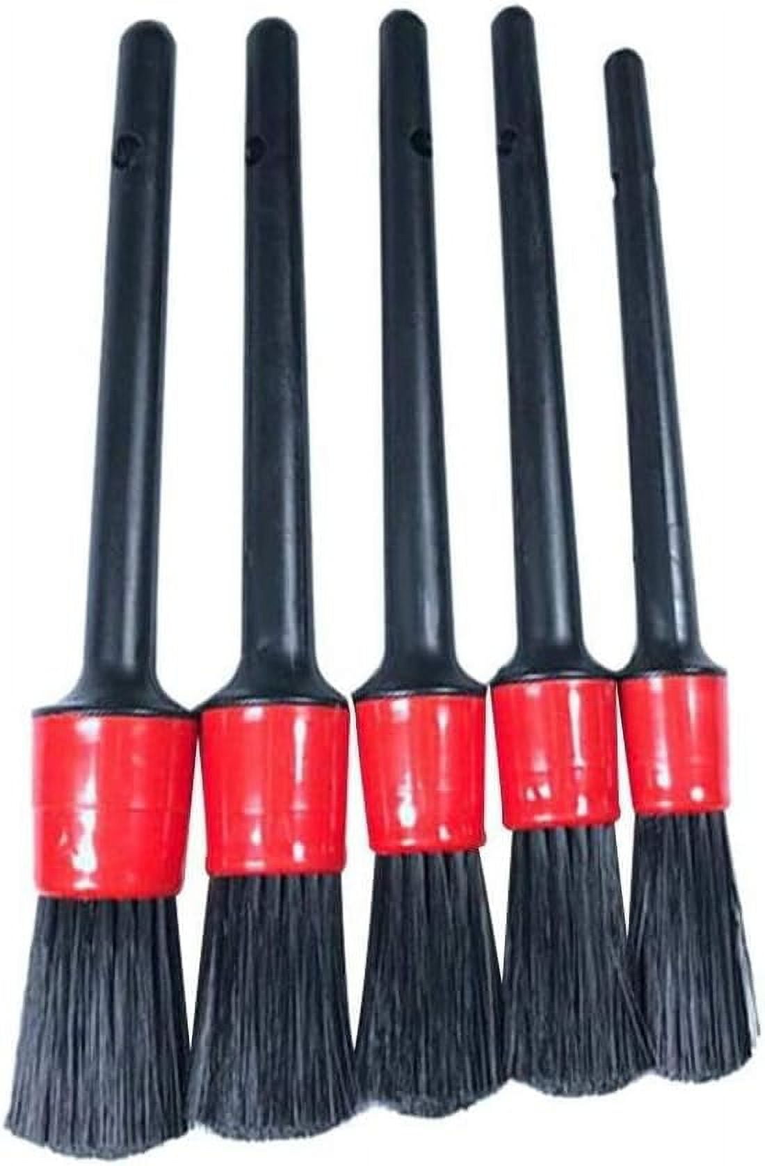 5 Pieces Natural Boar Hair Automotive Detail Cleaning Brush Set Car ...
