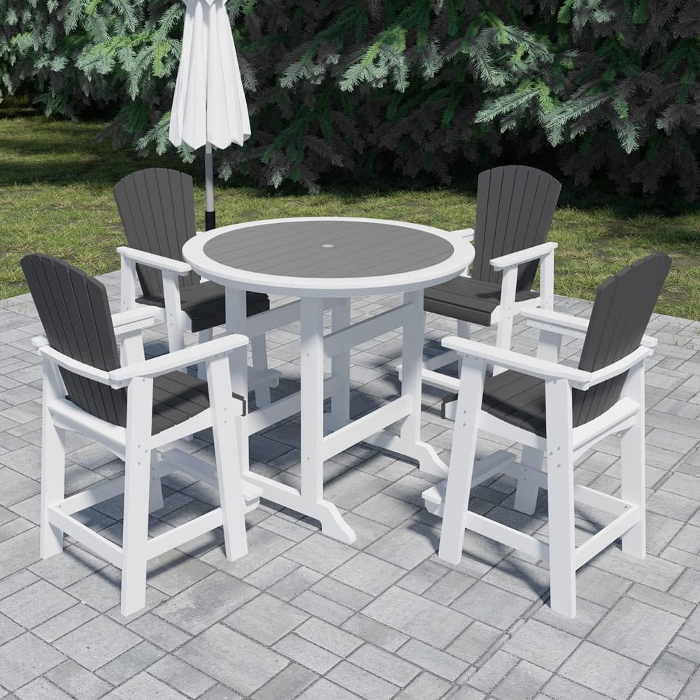 5 Pieces Outdoor High Top Table and Chairs Set Patio Bar Height Table ...