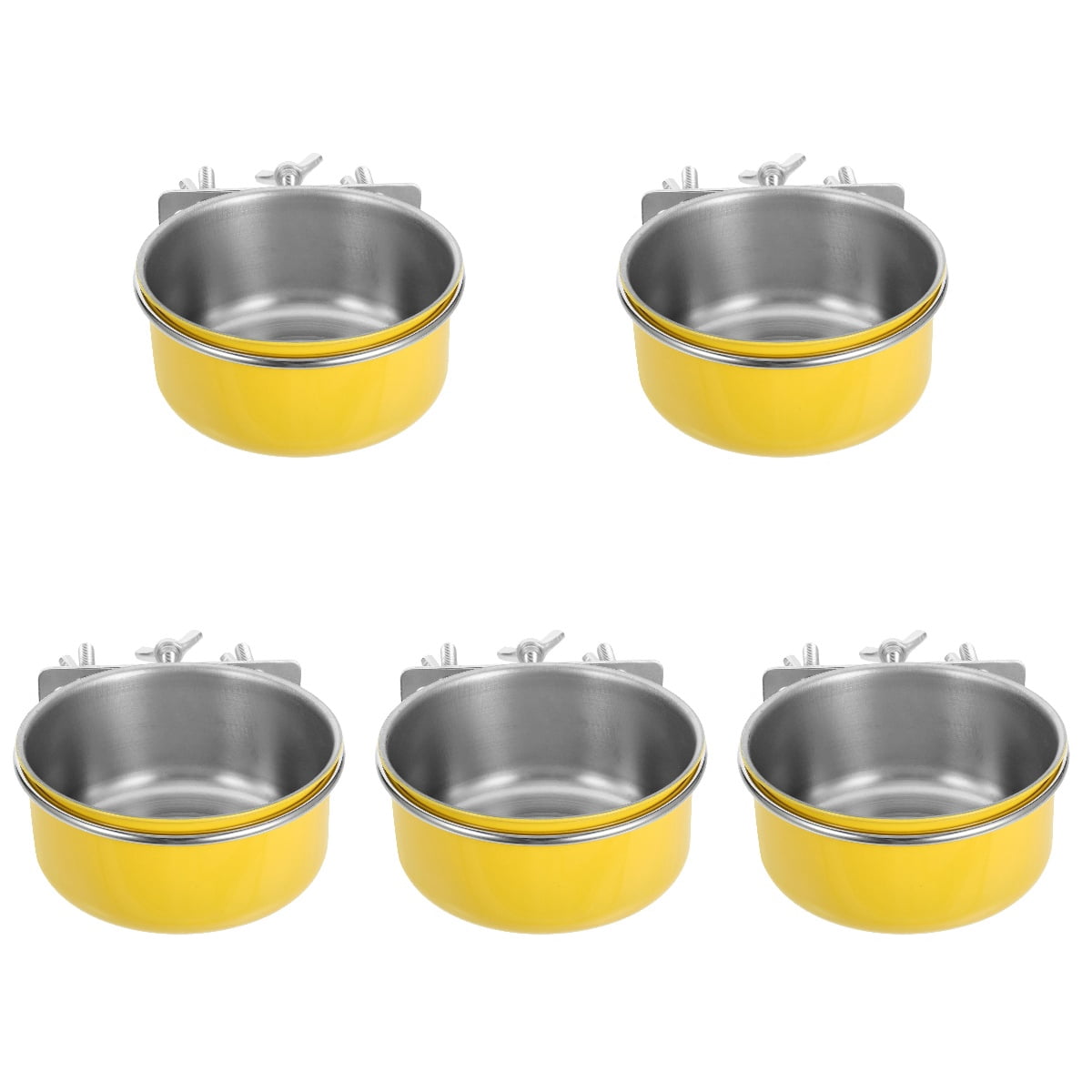 5 Pieces Parrot Food Bowl Supplies Bird Cage Stainless Steel Feeding ...