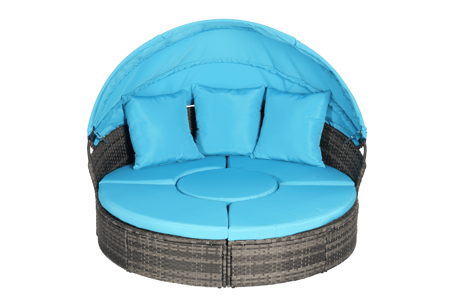 5 Pieces Patio Furniture Round Outdoor Sectional Sofa Set, Round Daybed ...