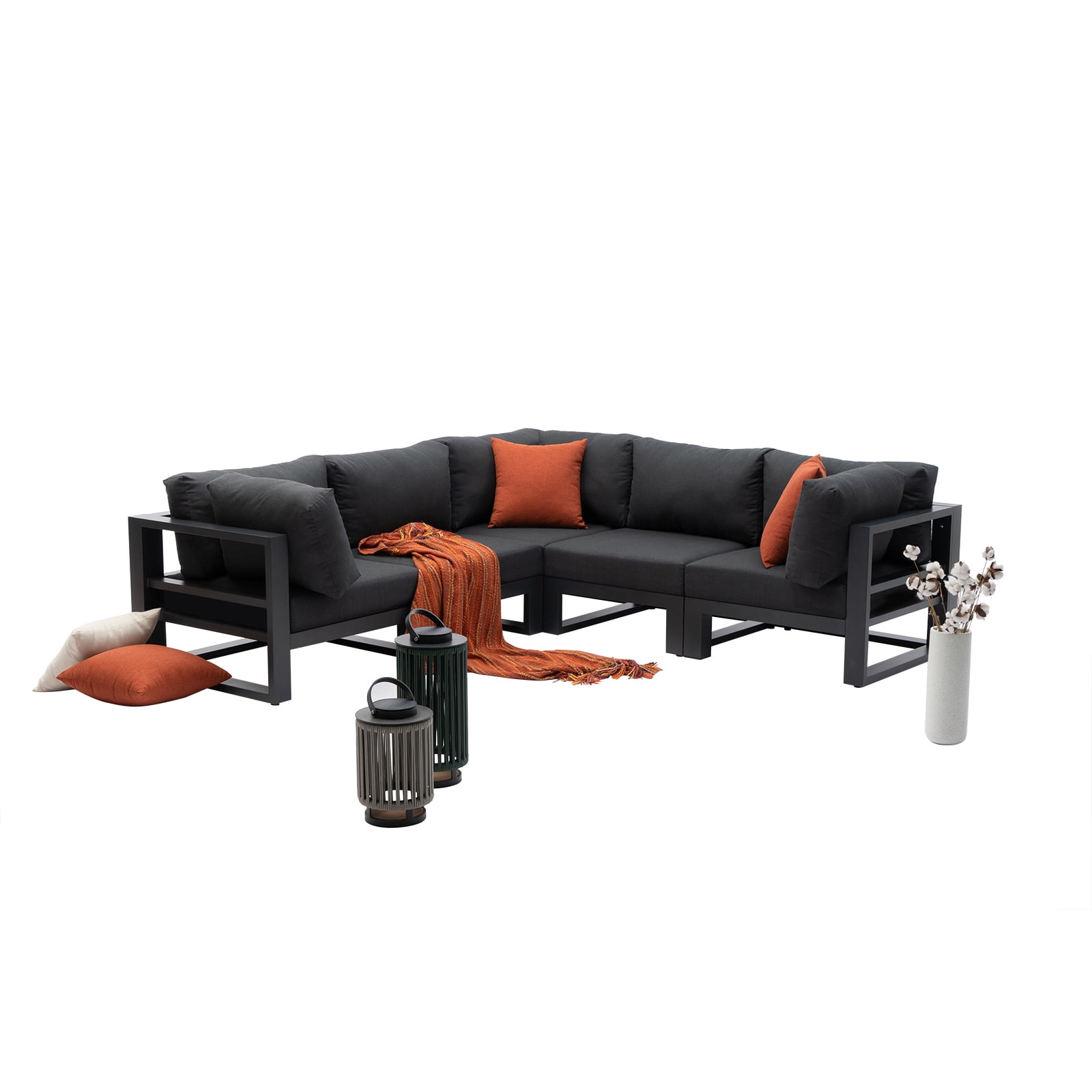 LEBENLIEBE 5-Piece Outdoor Seating Patio Furniture Set, Aluminum ...