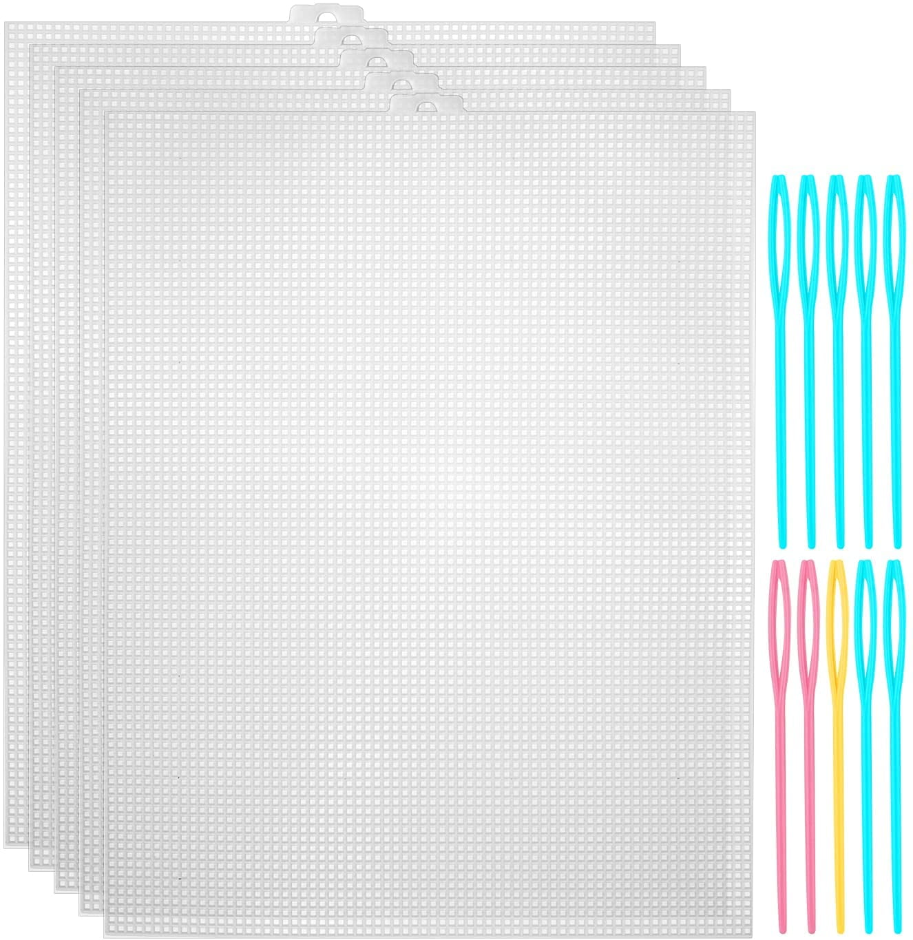 5 Pieces Plastic Mesh Canvas Sheets for Embroidery, 7 Count Clear ...