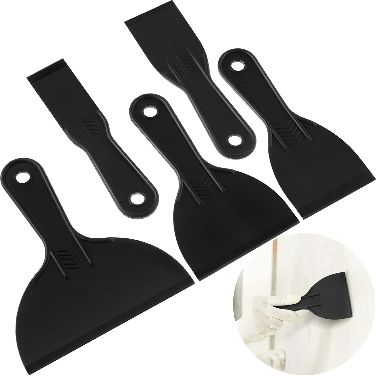 Trinyaa 5 Pieces Plastic Putty Knife Set, Flexible Paint Scrapers ...
