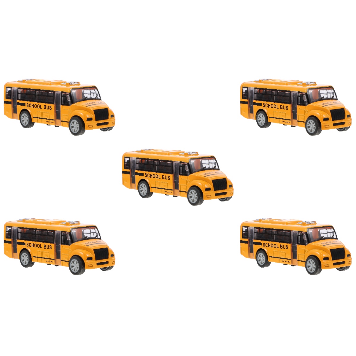 5 Pieces Pull Back Toy Car School Bus with Pull-Back Action Toddler ...