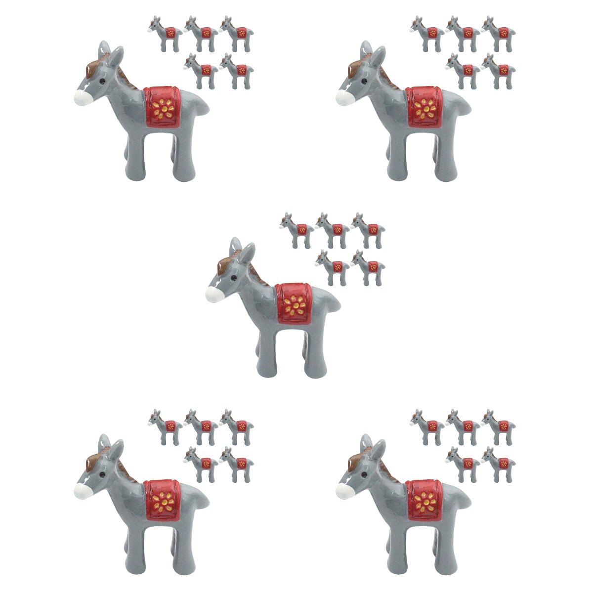 5 Pieces Resin Donkey Statue Animal Toys Mini Cow Stuffed Dark Grey ...