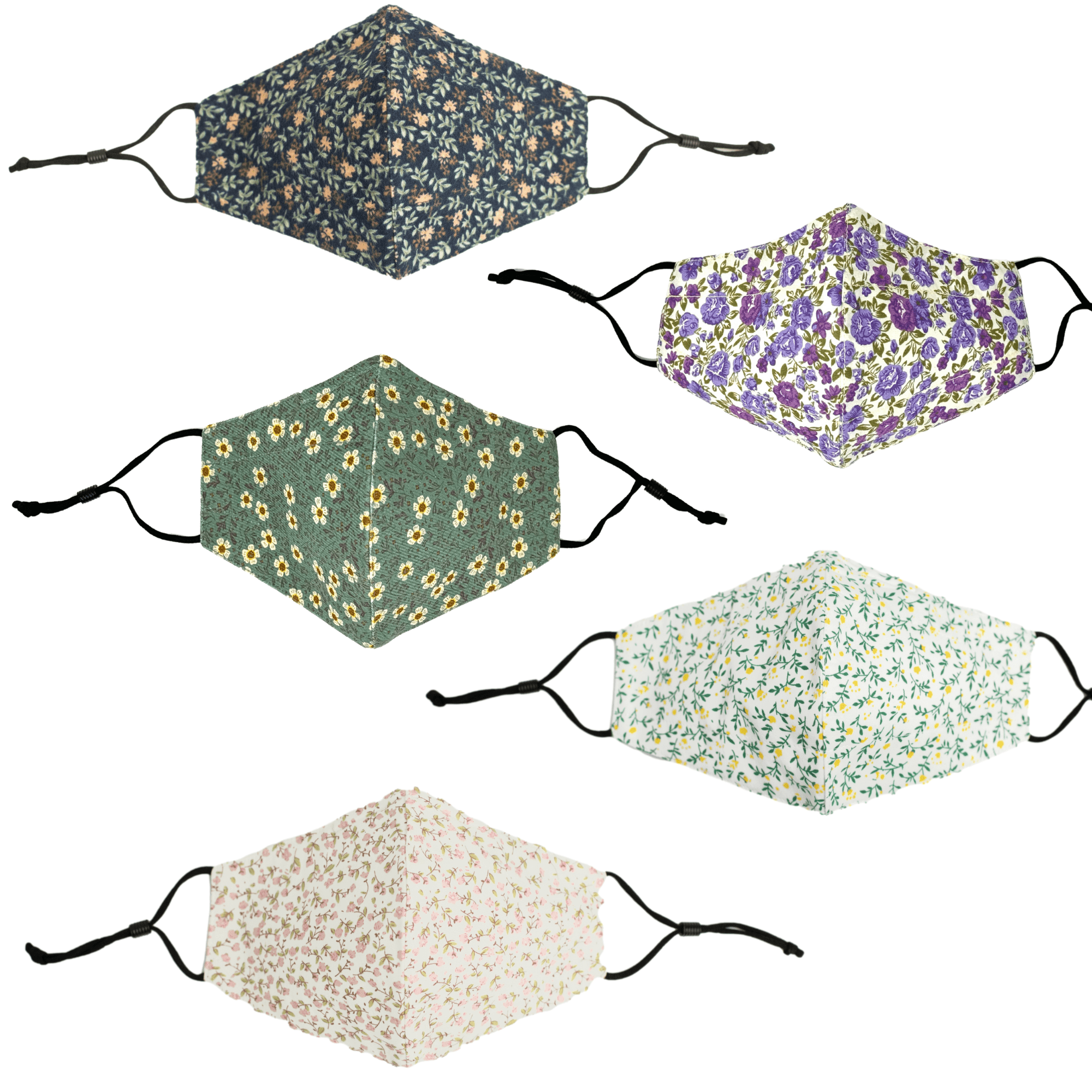 5 Pieces Reusable Face Mask Comfy Washable Cover Cloth Masks Nose Clip ...