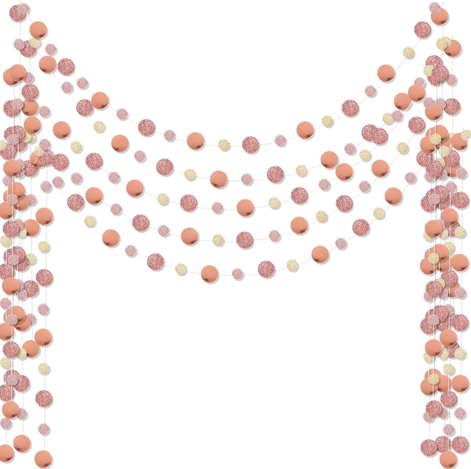 5 Pieces Rose Gold Round Dots Garland Graduation Party Hanging Decor ...