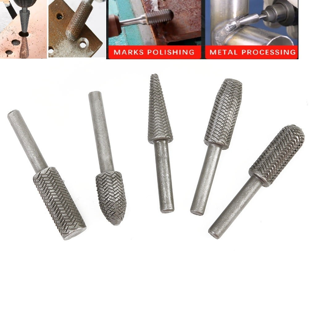 5 Pieces Rotary Rasp Drill Bits for Steel Grinding and Shaping ...