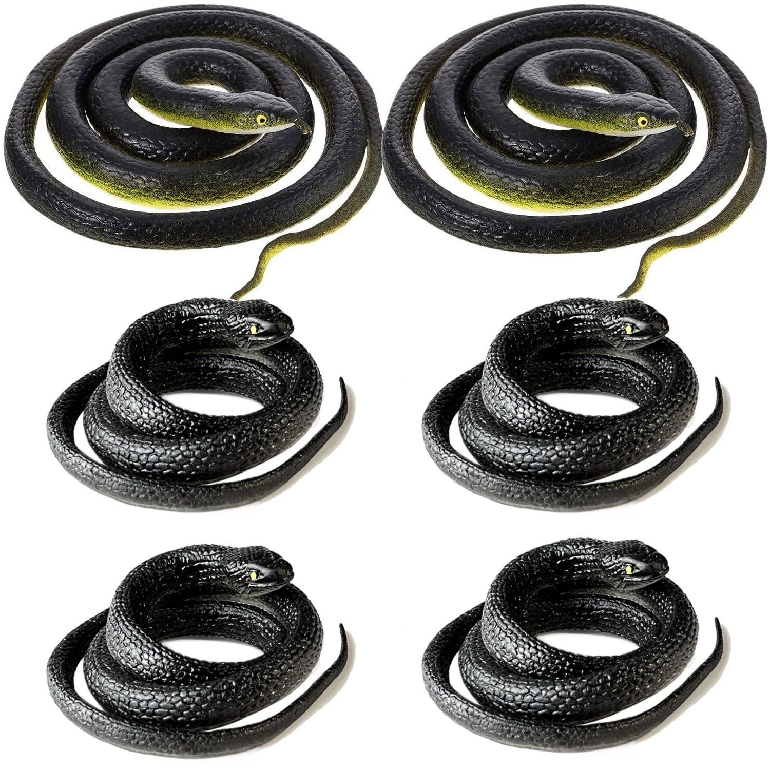 5 Pieces Rubber Snakes Realistic Fake Snakes Black Snake Toys for ...