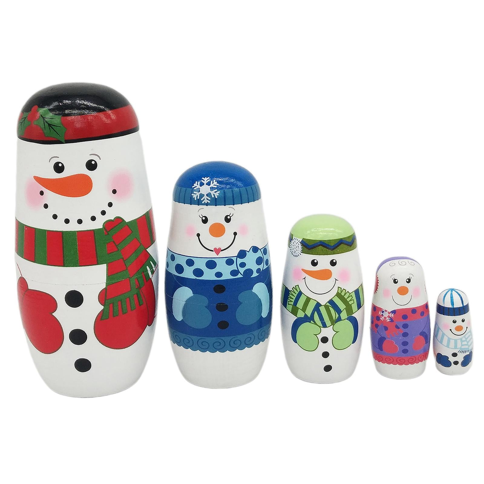 5 Pieces Russian Matryoshka Snowman Nesting Dolls.Hand Painted ...