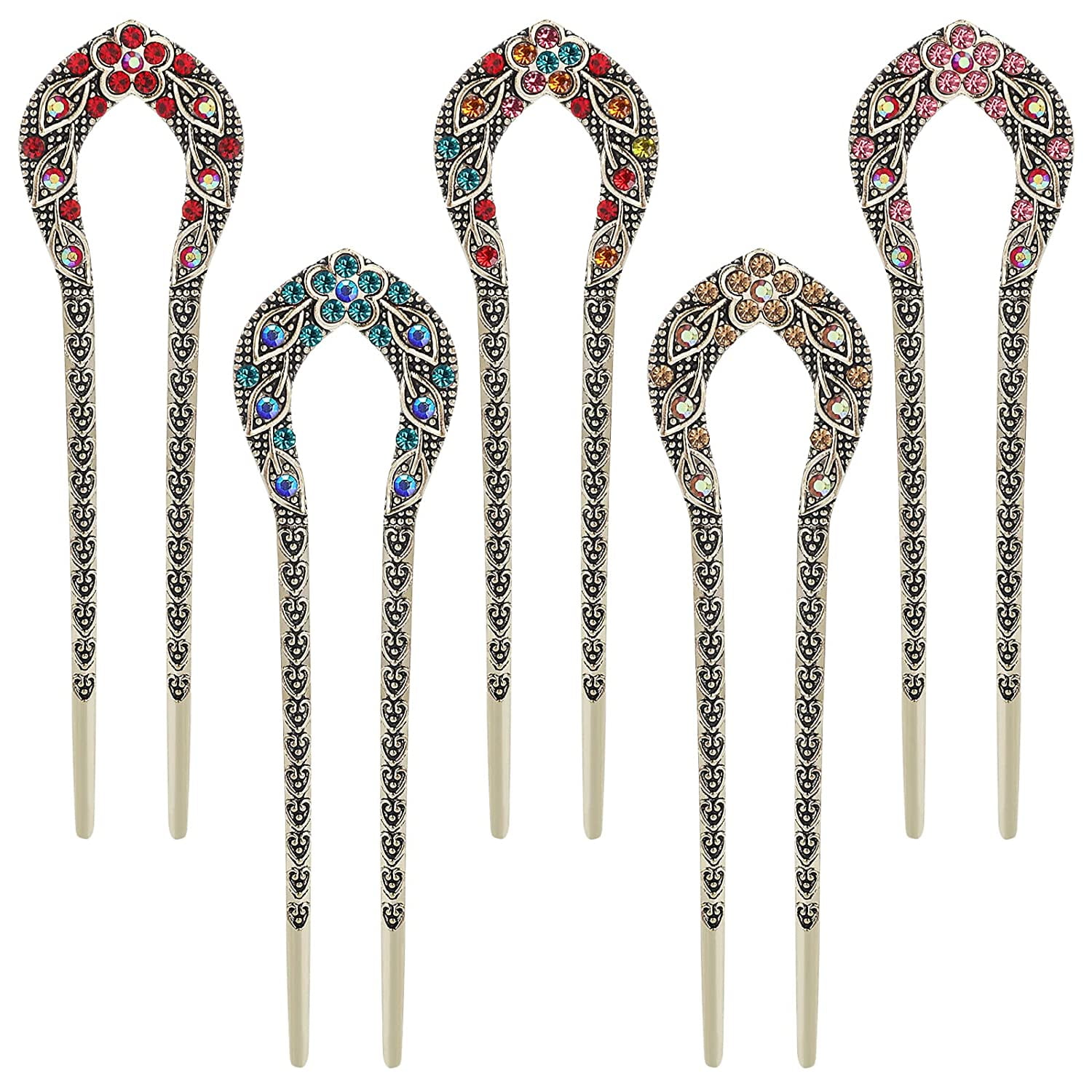 5 Pieces Shaped Hair Pins, Metal Vintage Hair Sticks French Hair Pin ...