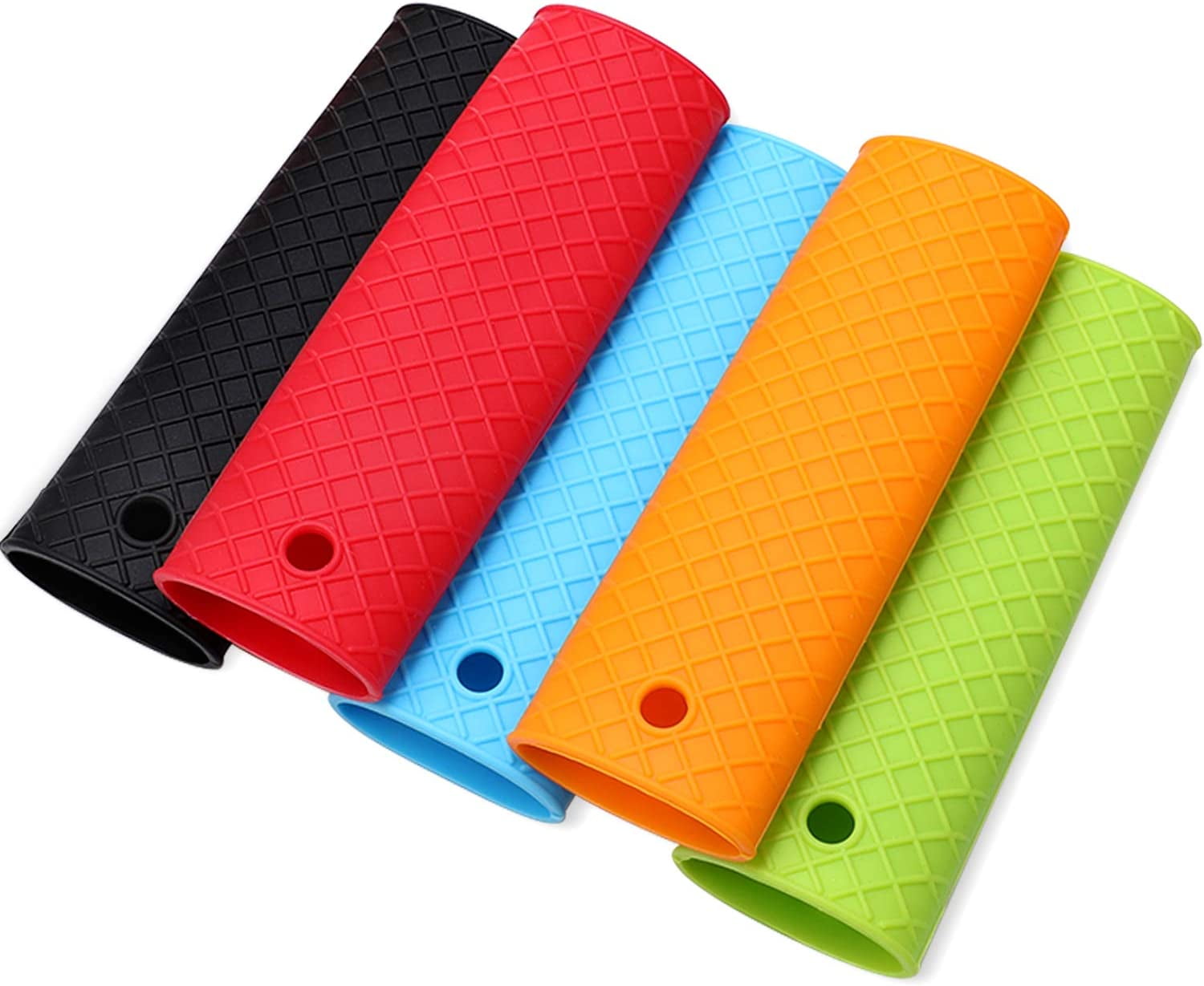 5 Pieces Silicone Hot Handle Holder Rubber Pot Sleeve Heat Resistant ...
