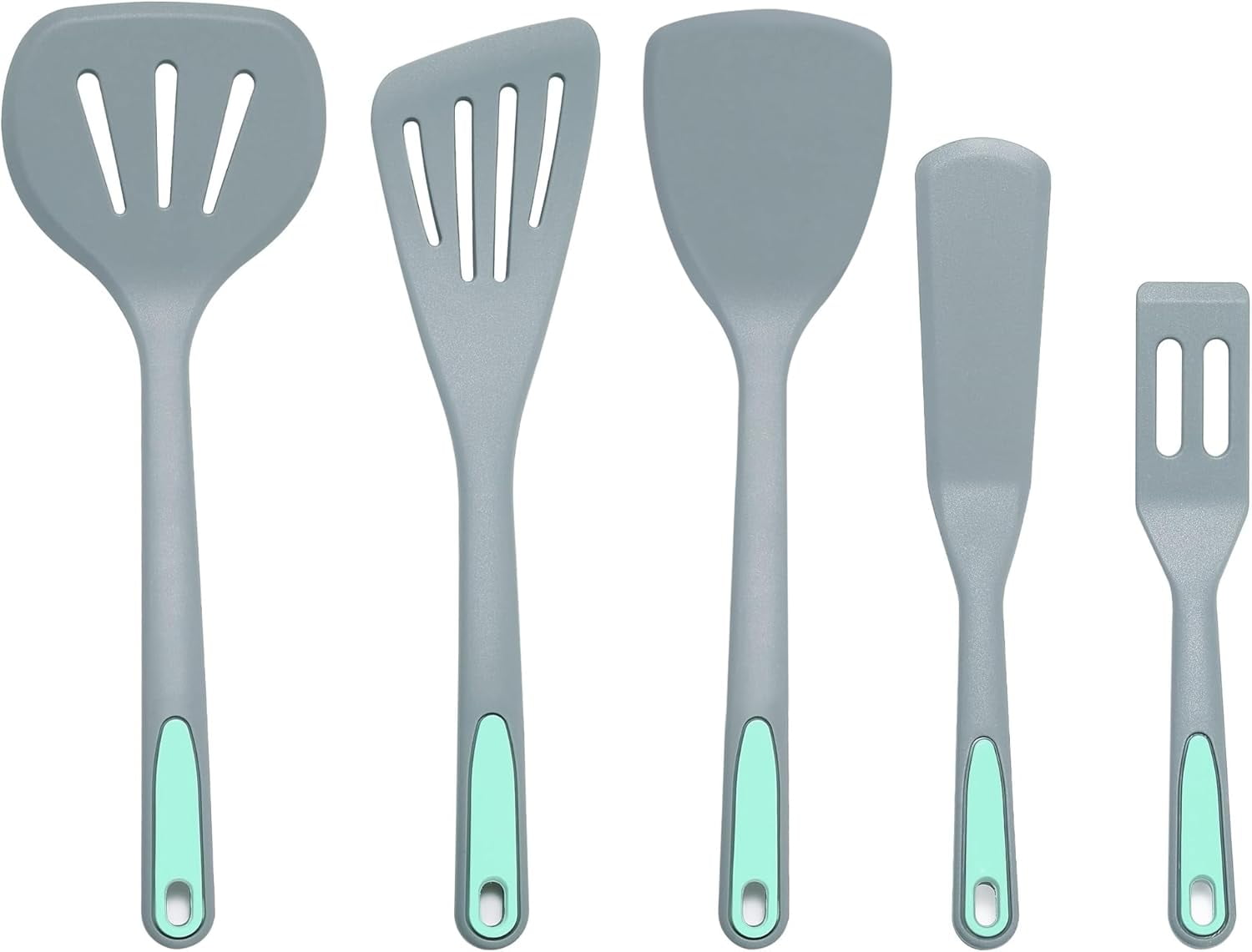 5 Pieces Set, Non-Stick Silicone Turner Spatulas, Heat Resistance ...