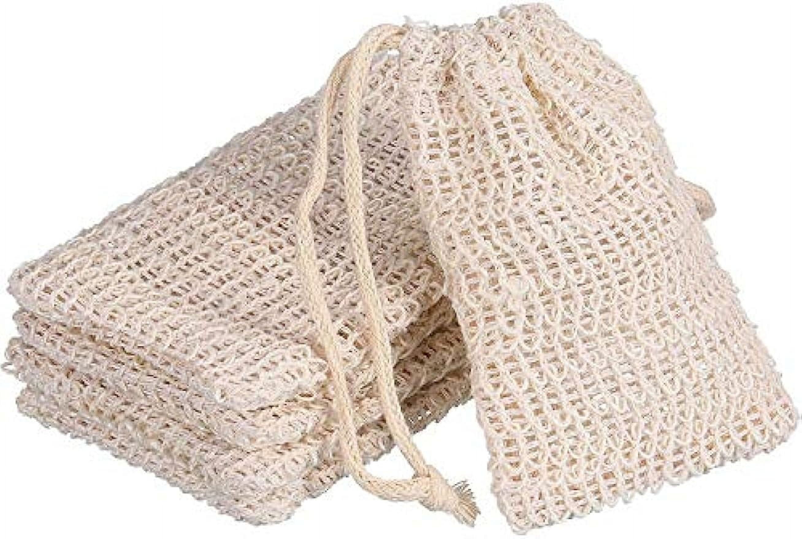 5pc Natural Sisal Exfoliating Soap Saver Bag - Scrub Sack Wash with ...
