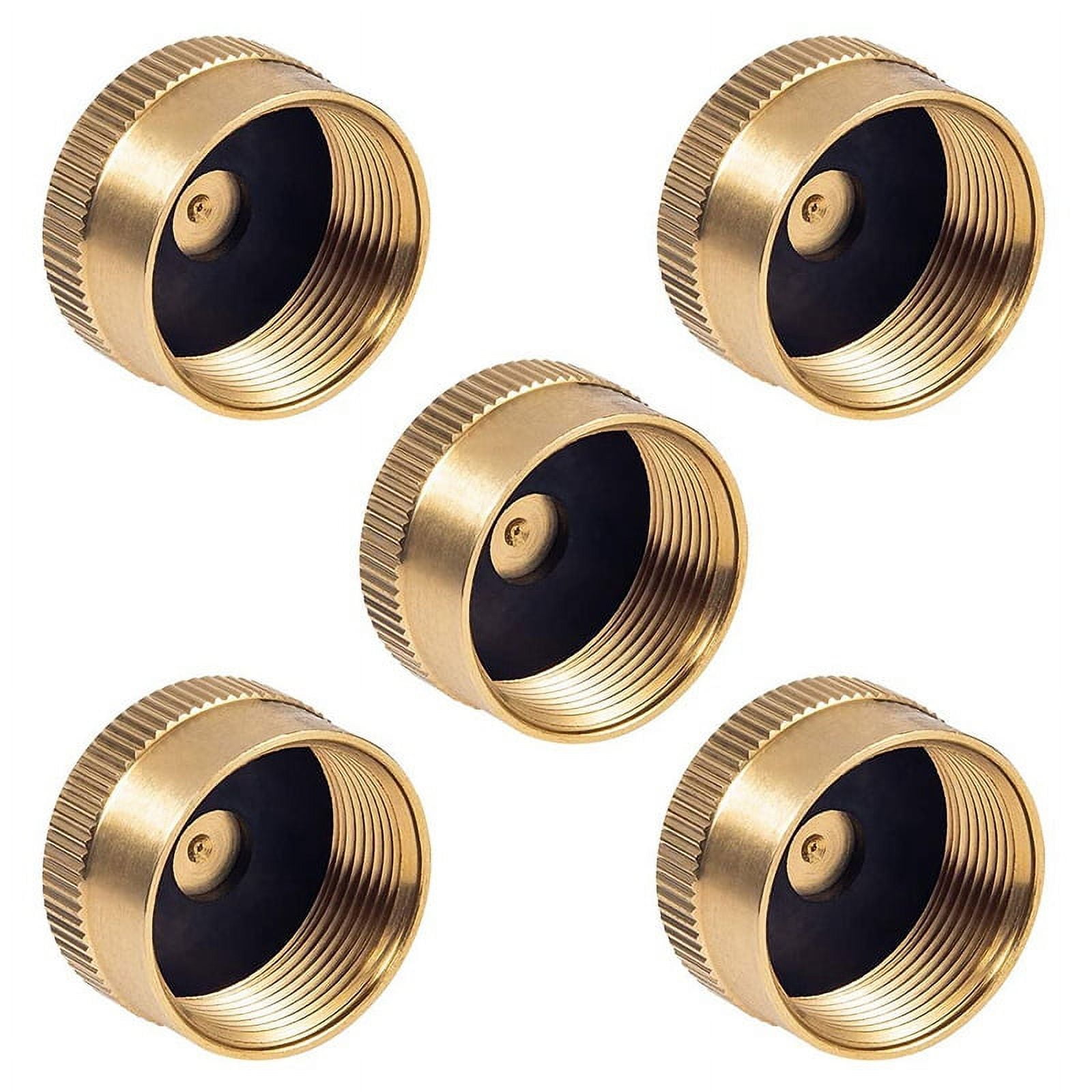 PLGEBR 5 Pieces Solid Brass Refill Cap 1 LB Propane Bottle Cap Gas Tank ...