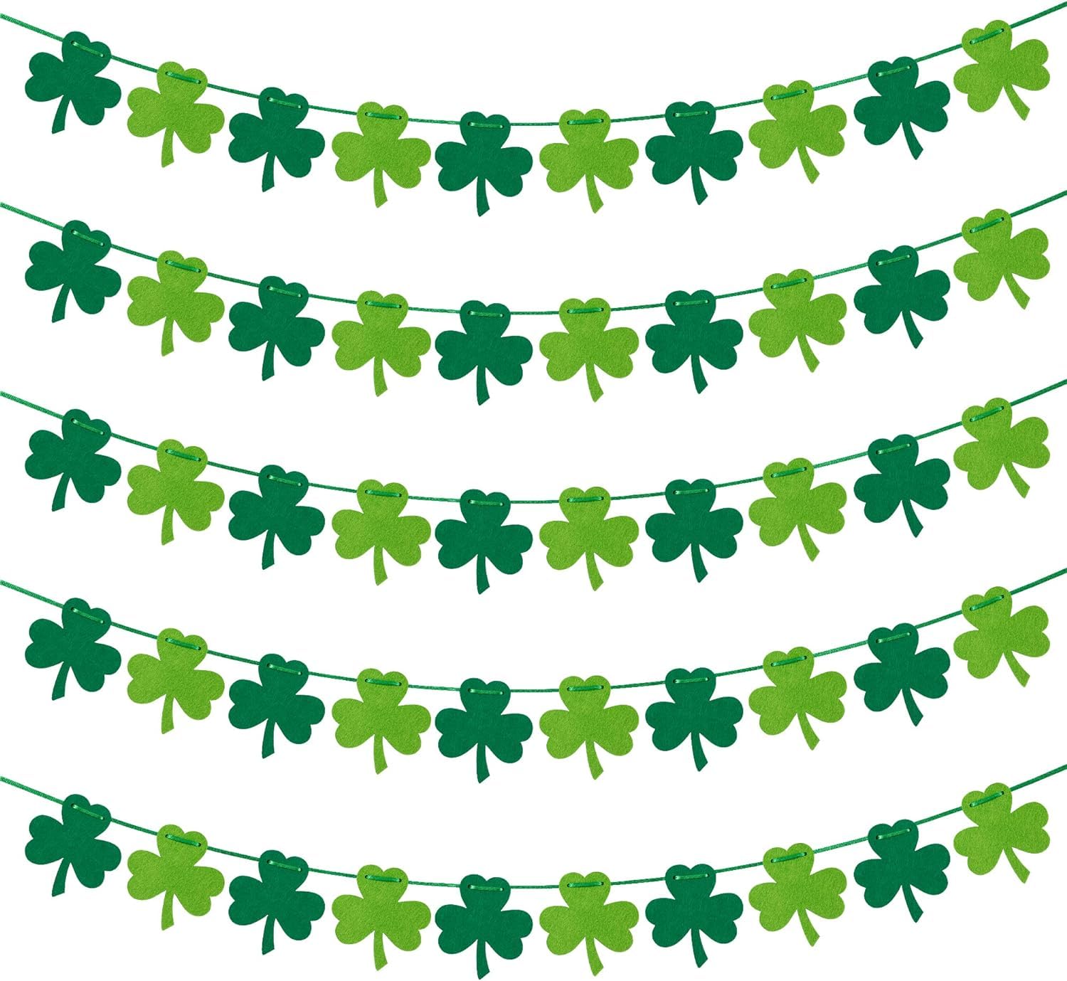 5 Pieces St.Patrick's Day Garlands Felt Shamrock Clover Garlands Banner ...