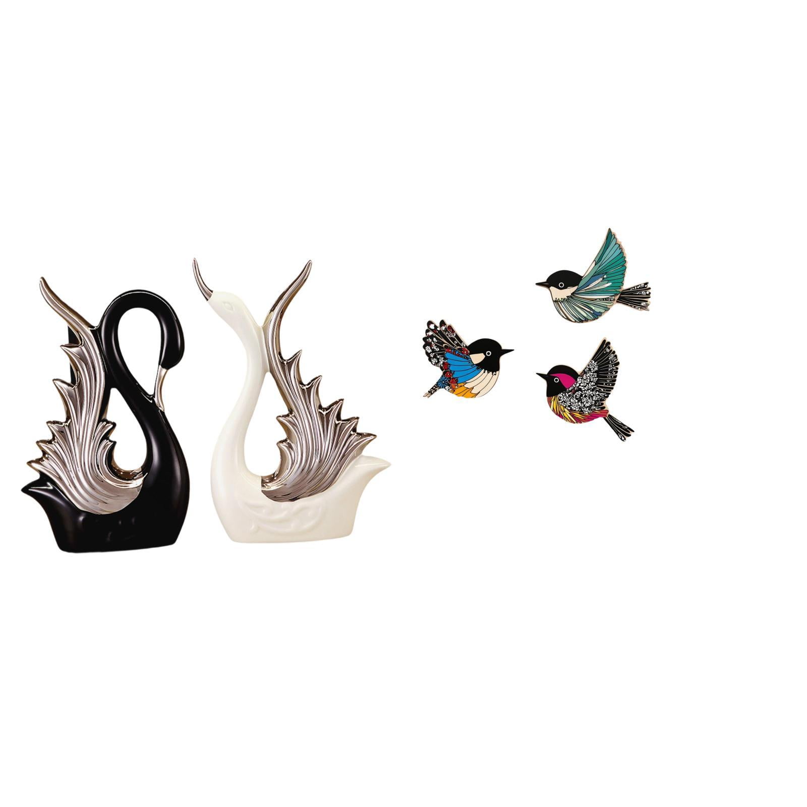 5 Pieces Swan Statue Bird Wall Hanging Wooden Sign Multicolor Decor for ...