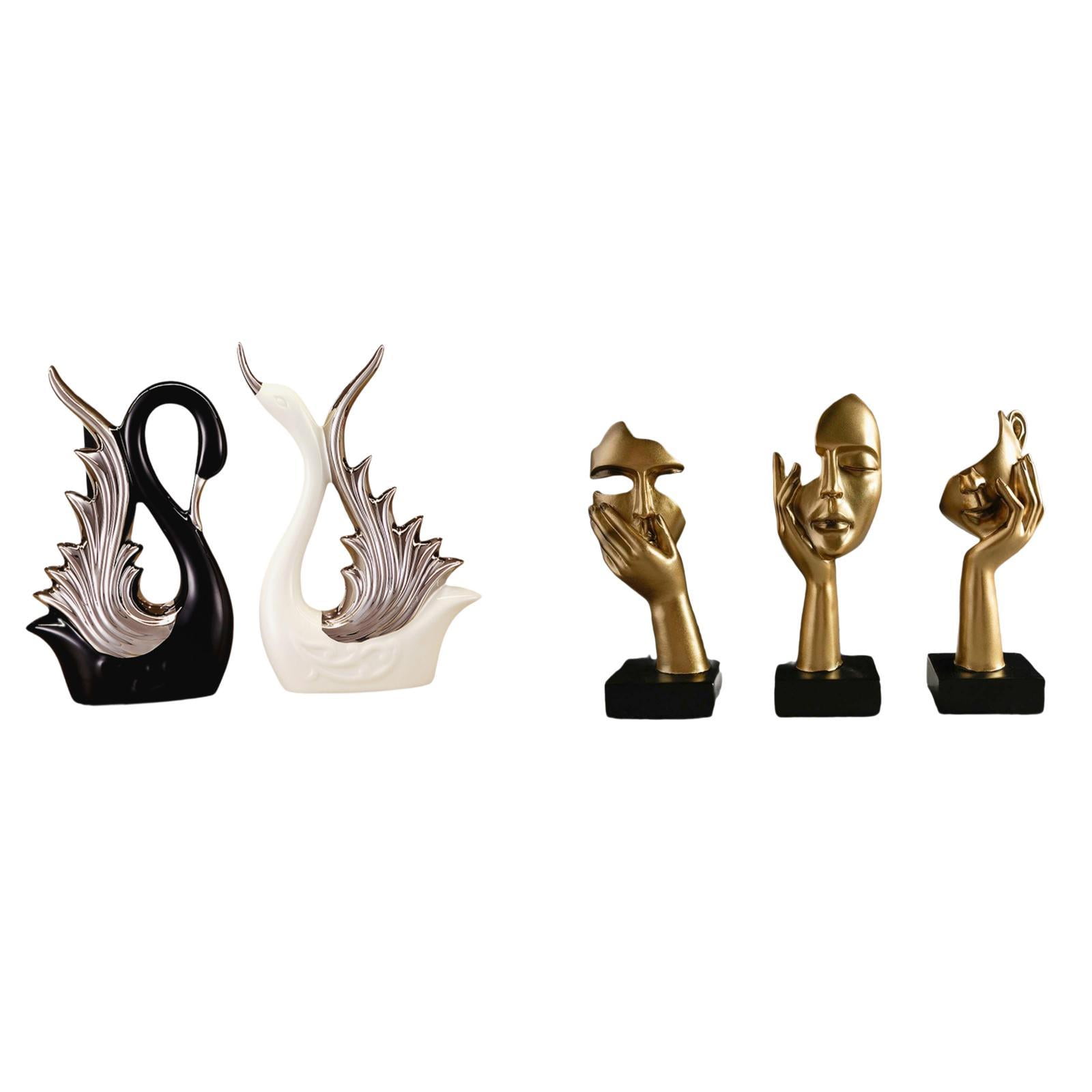 5 Pieces Swan Statue Thinker Figurine Abstract Sculpture Ceramic Resin ...
