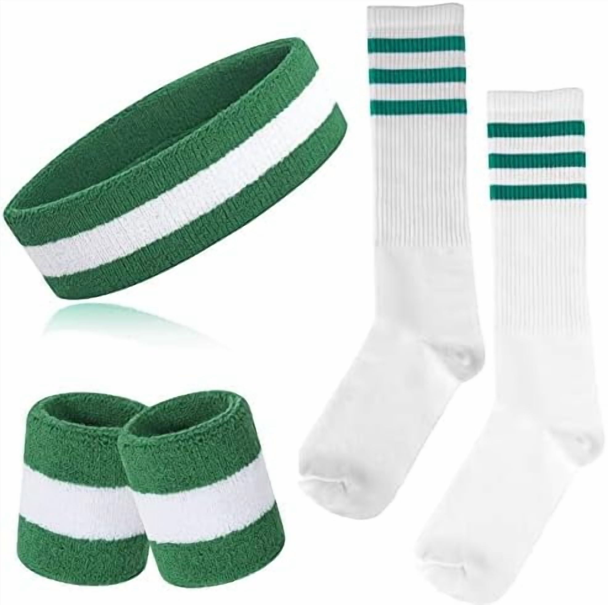 5 Pieces Sweatbands Striped Socks Set Sports Headband Wristbands High ...