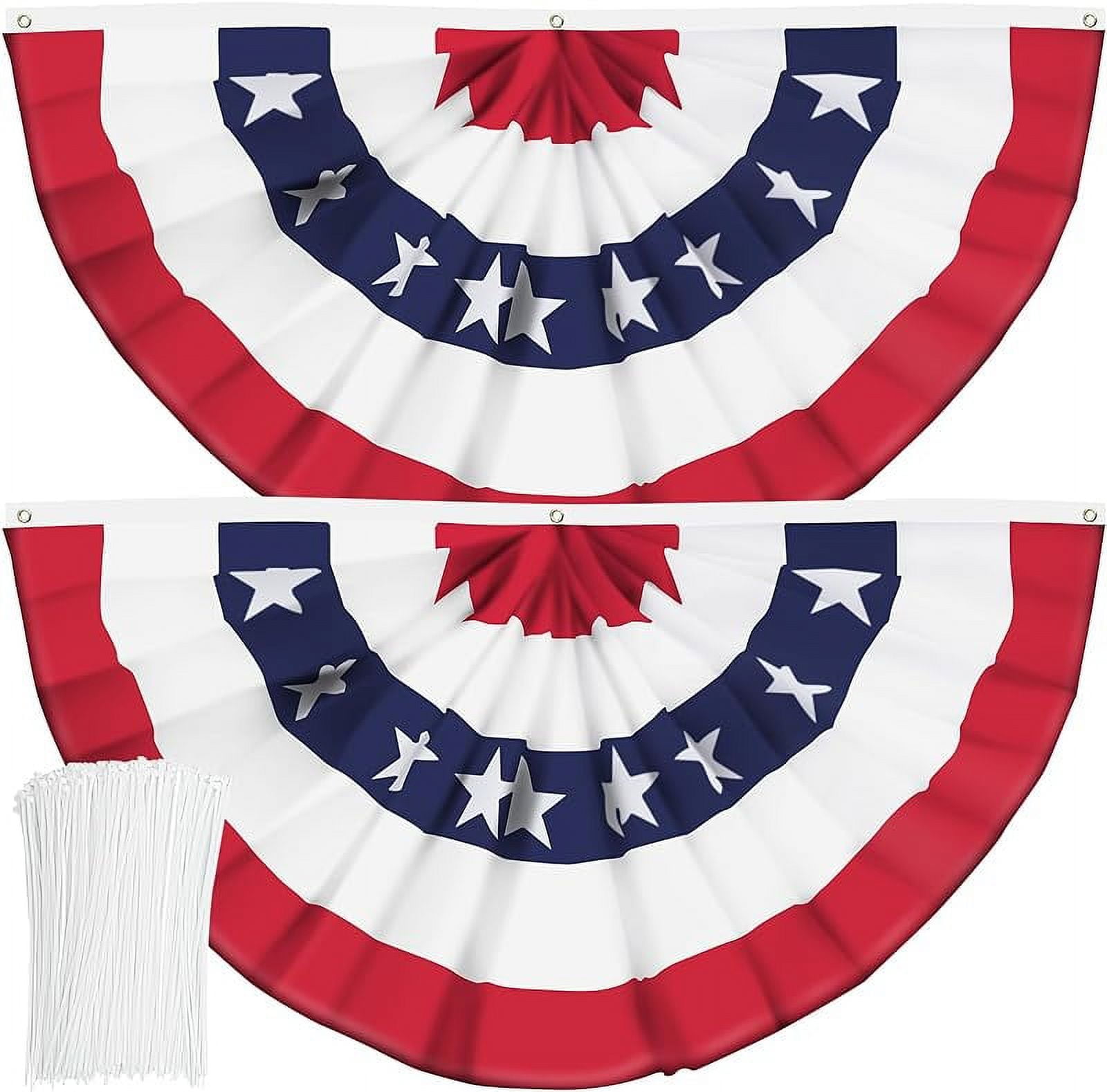 5 Pieces USA Pleated Fan Flag 3x6 FT American US Bunting Flag Patriotic ...