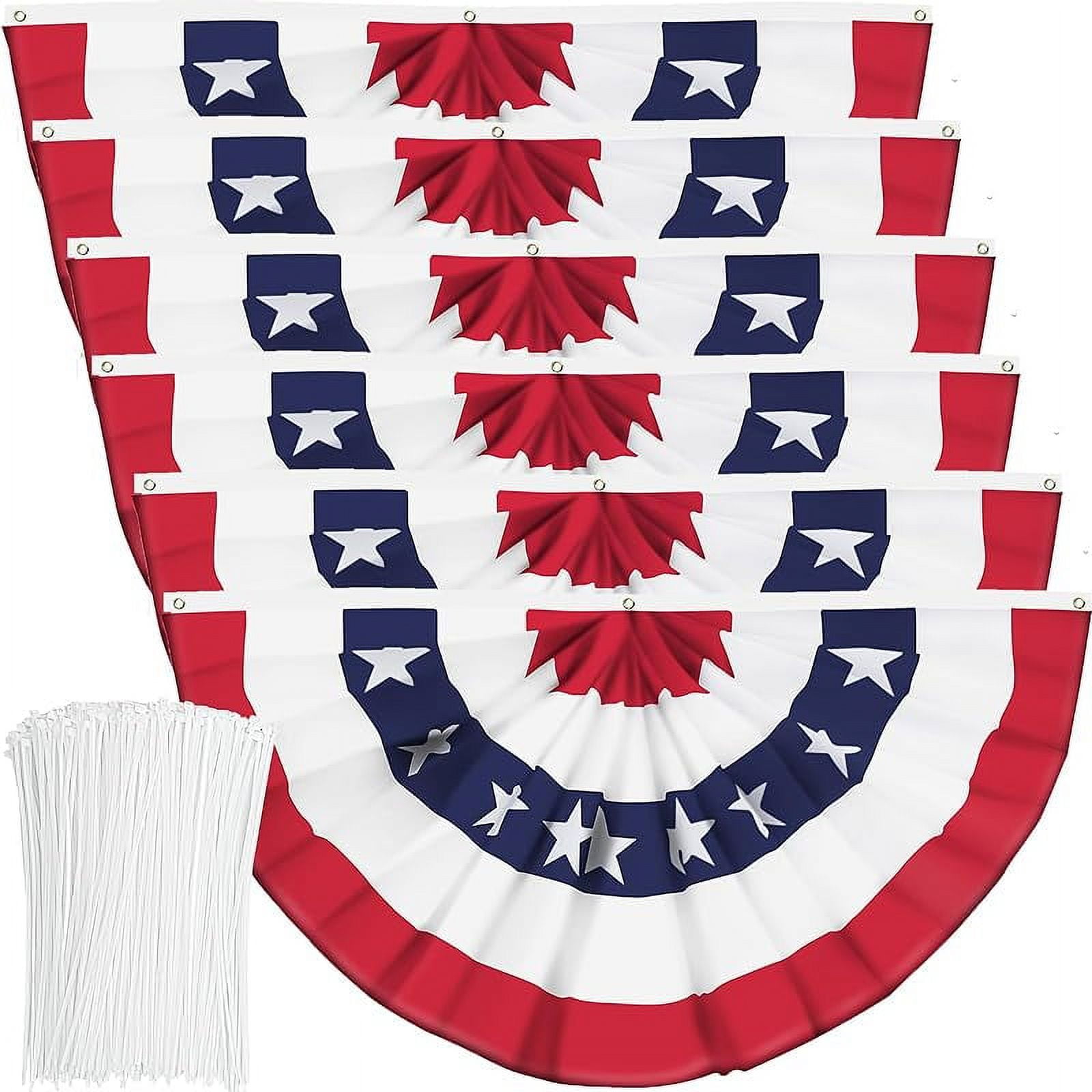 5 Pieces USA Pleated Fan Flag 3x6 FT American US Bunting Flag Patriotic ...