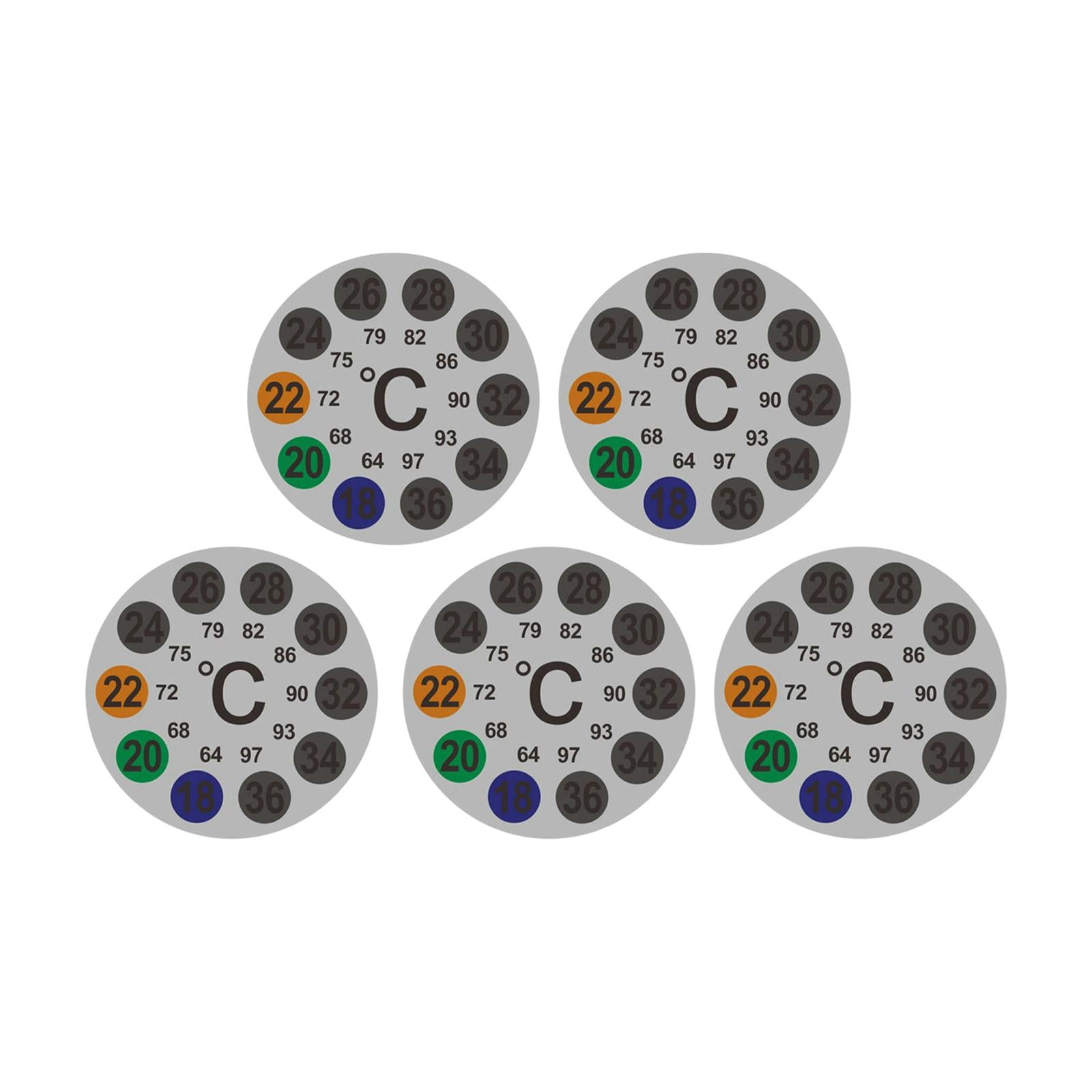 5 Pieces Water Temperature Thermometer Sticker Round Decal Strip ...