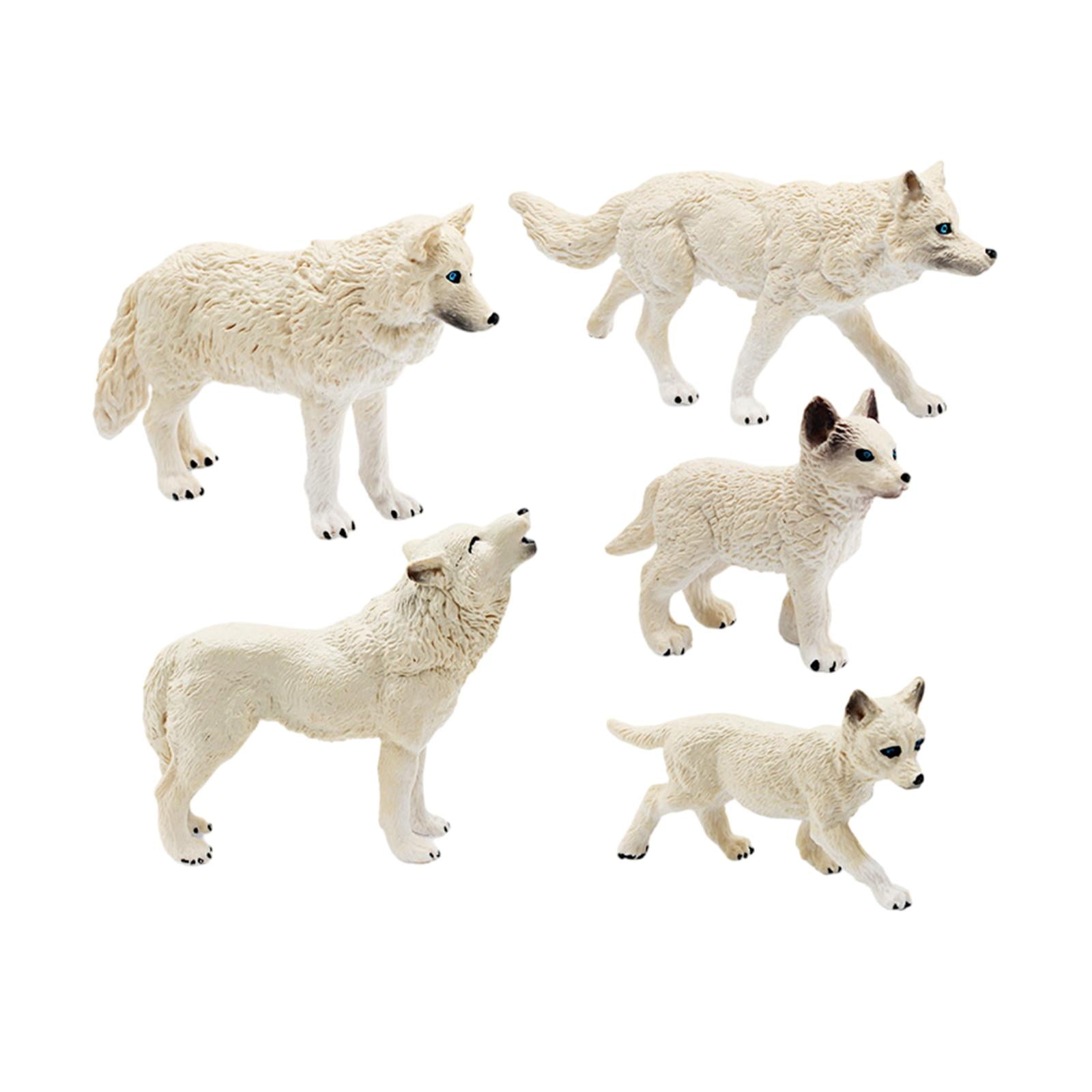 5 Pieces Wolf Toy Figurines Wildlife Animal Statue Ages 3+ Boys Girls ...