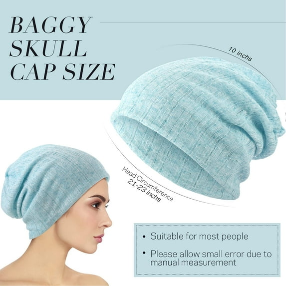 5 Pieces Women's Slouchy Beanie Chemo Hat Stretch Cancer Head Wraps ...
