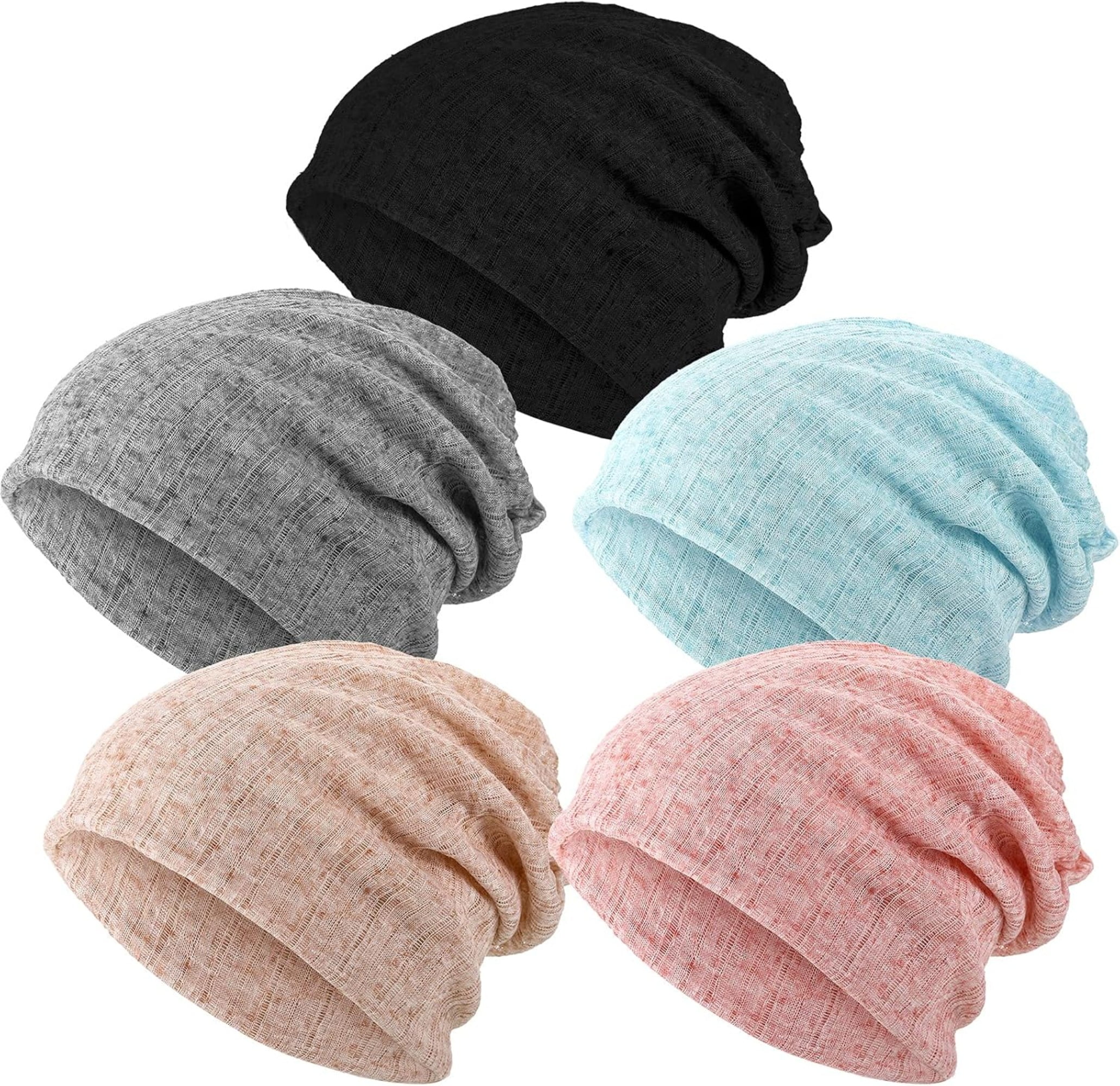 5 Pieces Women's Slouchy Beanie Hat Stretch Turban Hats Cancer Headwear ...