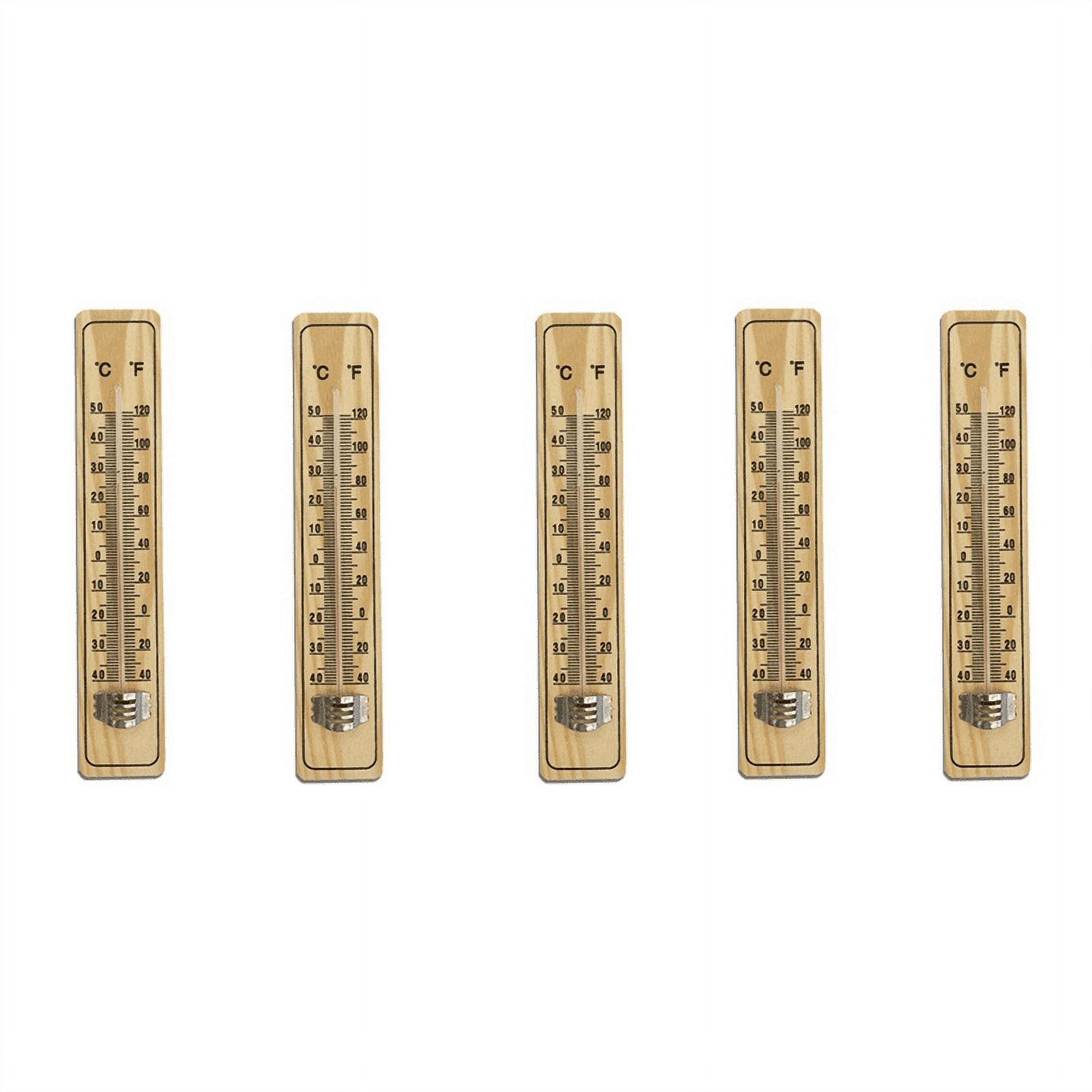 5 Pieces of Medium-Sized Wood Thermometer, Glass Thermometer and ...