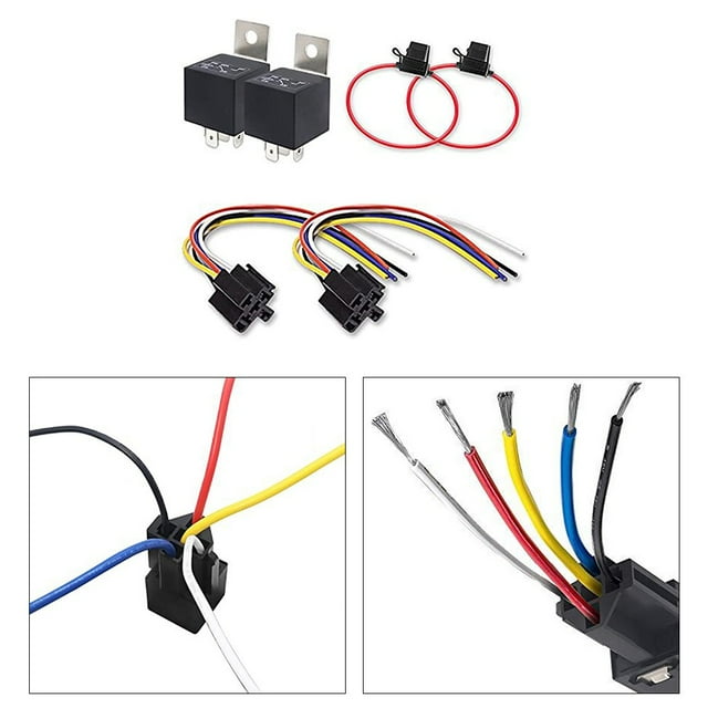 5-Pin 30/40A 12V SPDT Relays Interlocking Relay Sockets in-line ATC ...