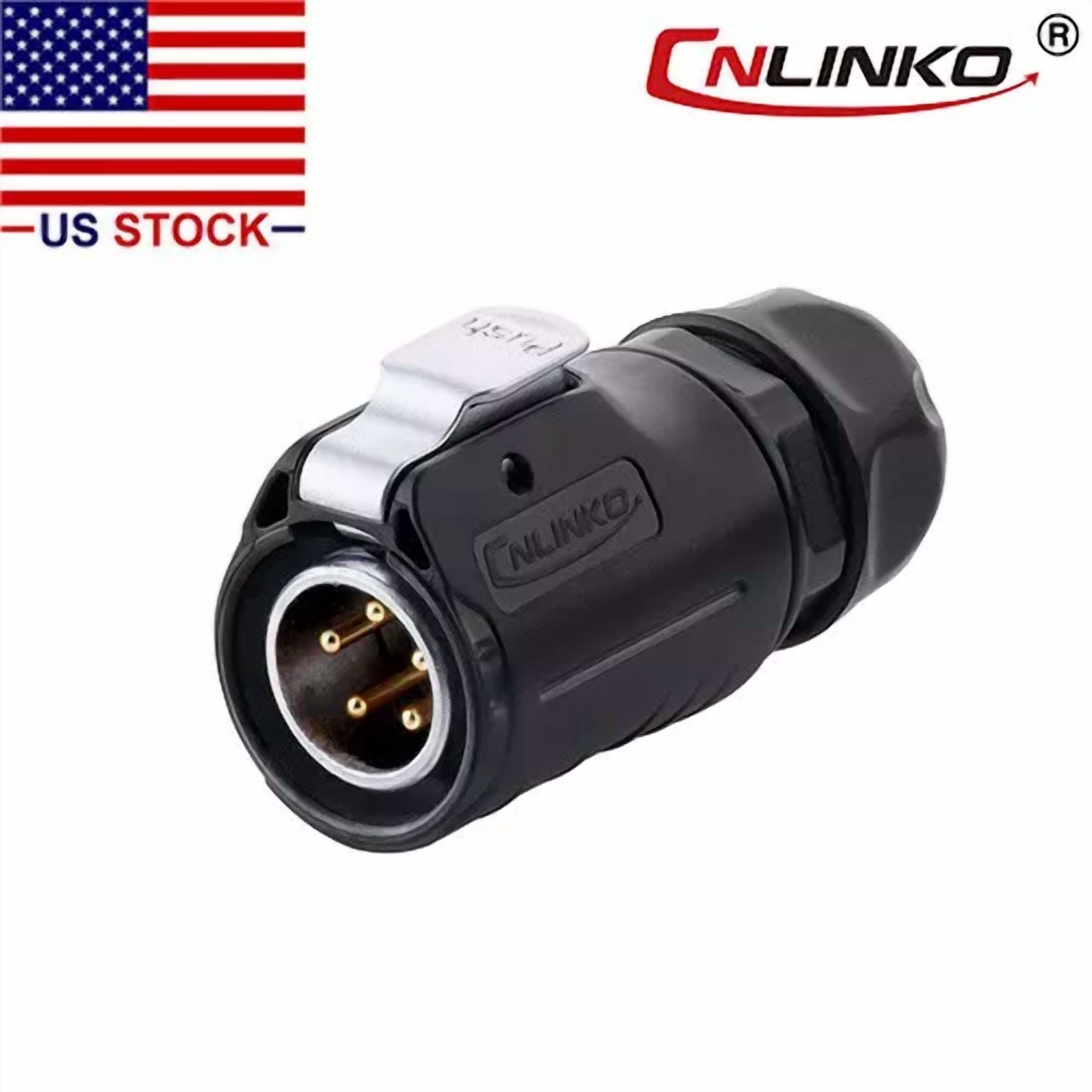 5 Pin Power Circular Industrial Connector Male Plug Outdoor Waterproof ...