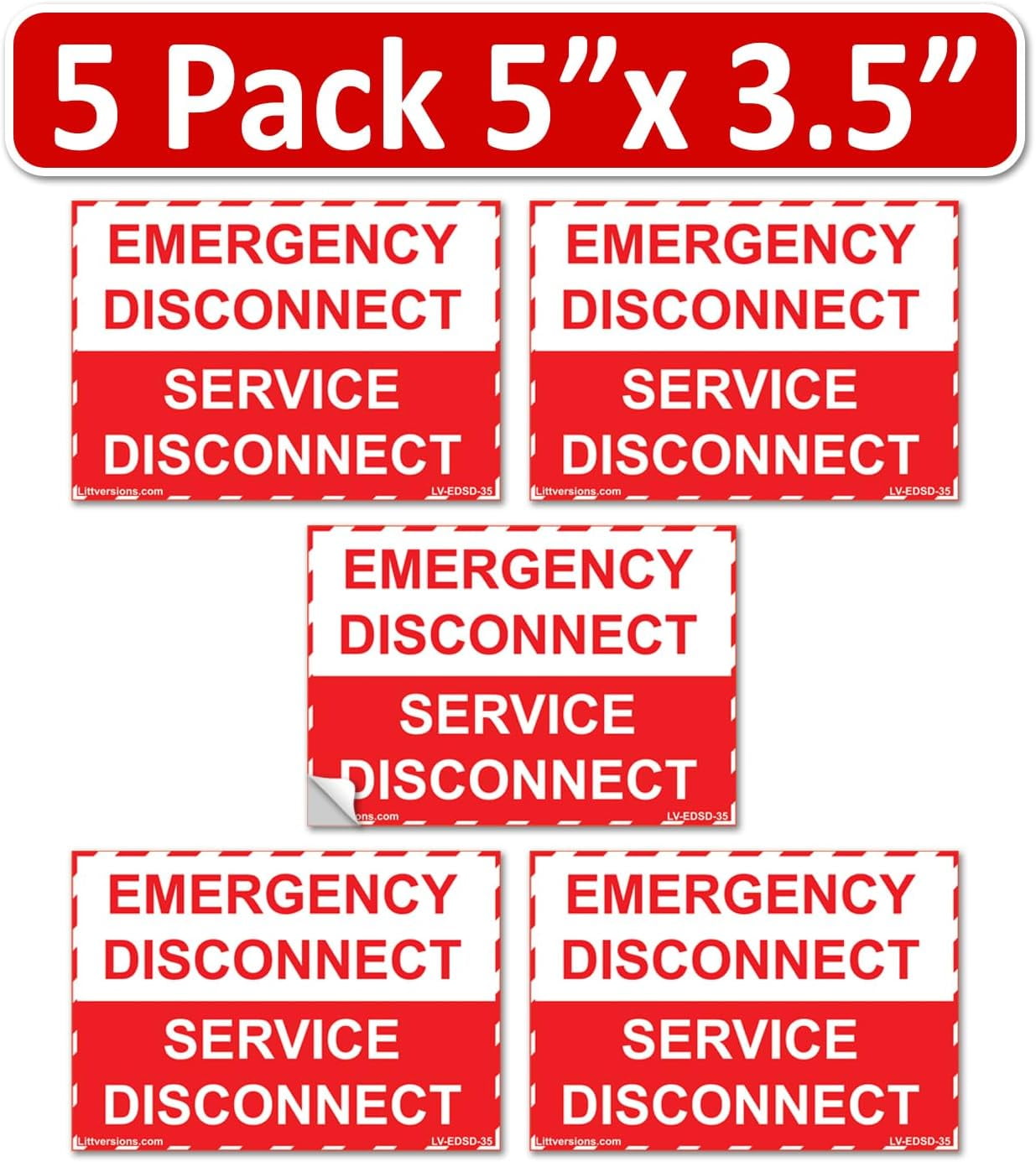 5-Pk 5"x 3.5" Emergency Disconnect Service Label Decal Sign Sticker ...