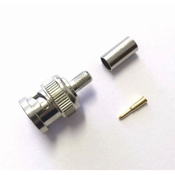 5 Pk Bnc Male Plug Crimp Rf Coaxial Coax Connector For Rg-58 Rg141 Lmr-195 Cable - Walmart.com