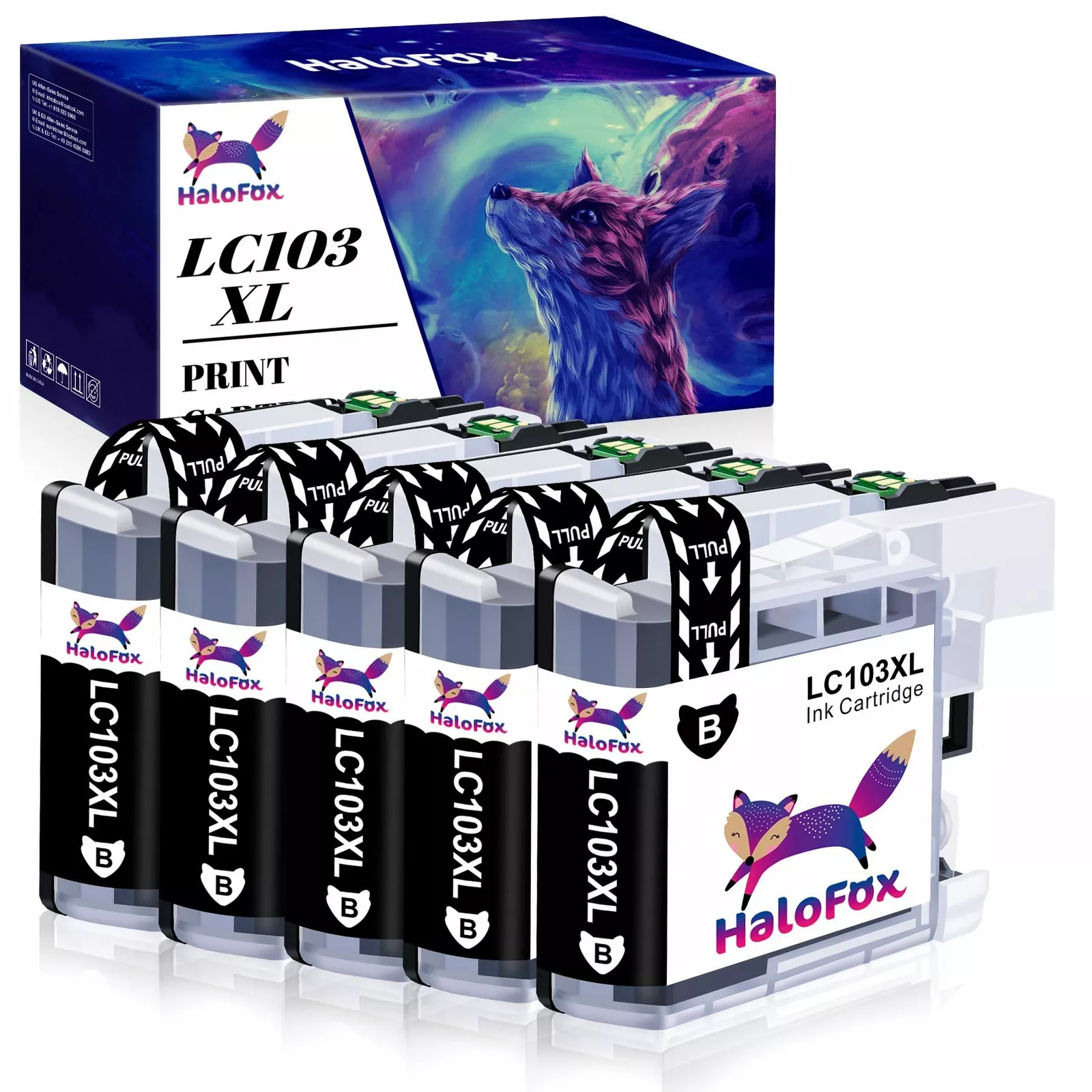 5 Pk LC103 Compatible Black Ink Cartridge For Brother MFC-J4510DW MFC ...