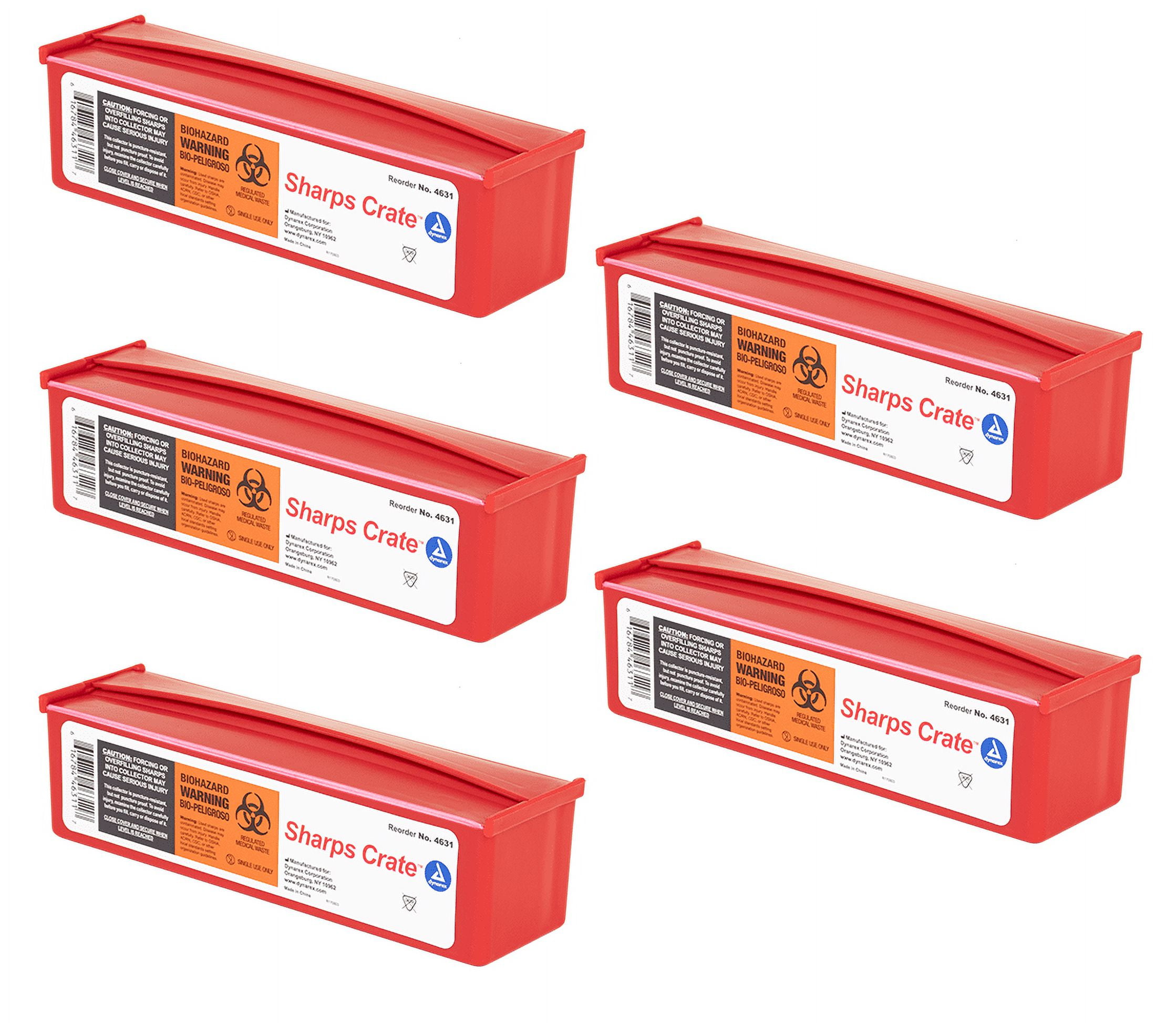 5/Pk Sharps Crate Container Safe Disposal of Waste and Needles ...