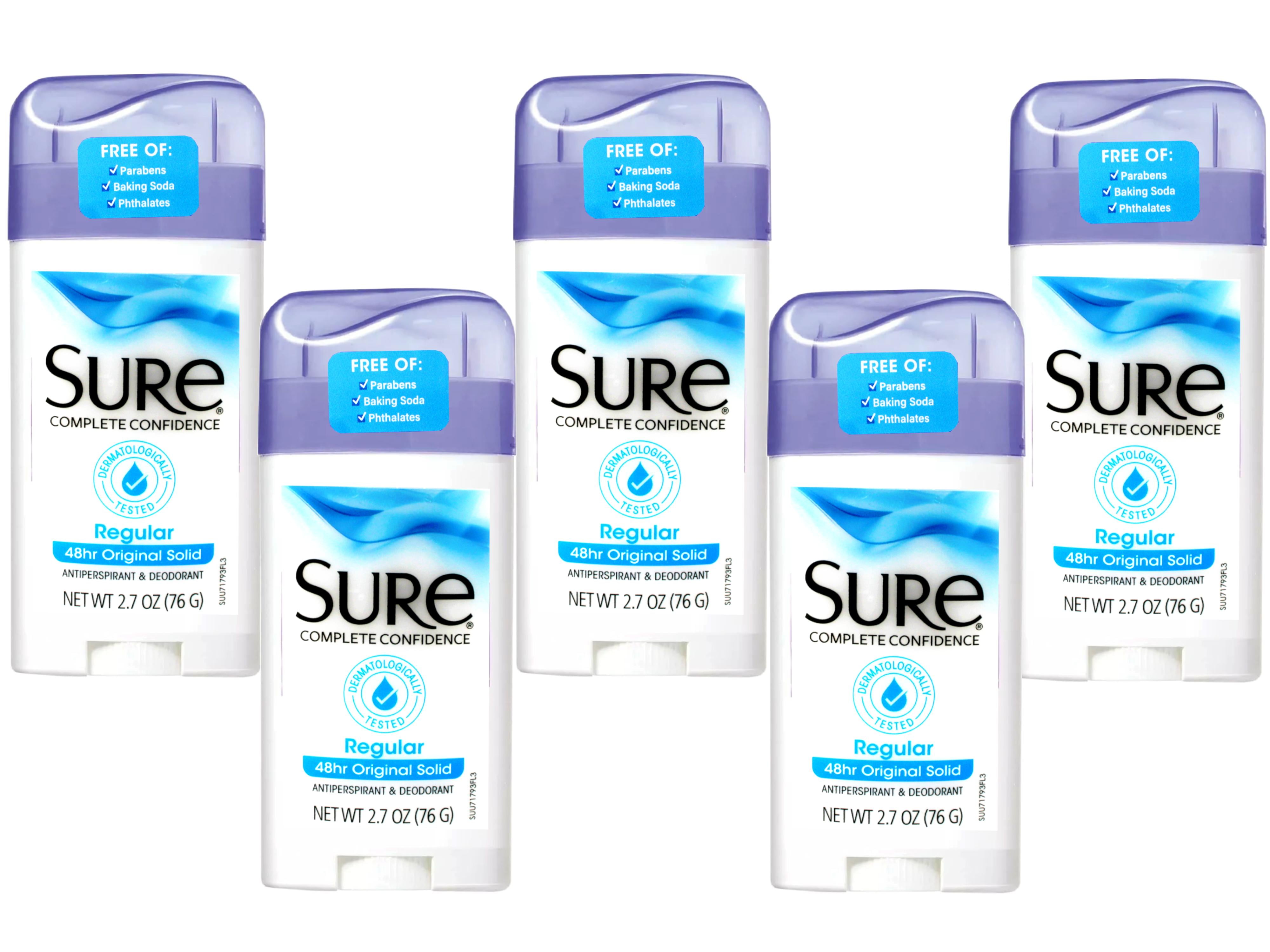 5 Pack - Sure Invisible Solid Anti-Perspirant and Deodorant Regular ...