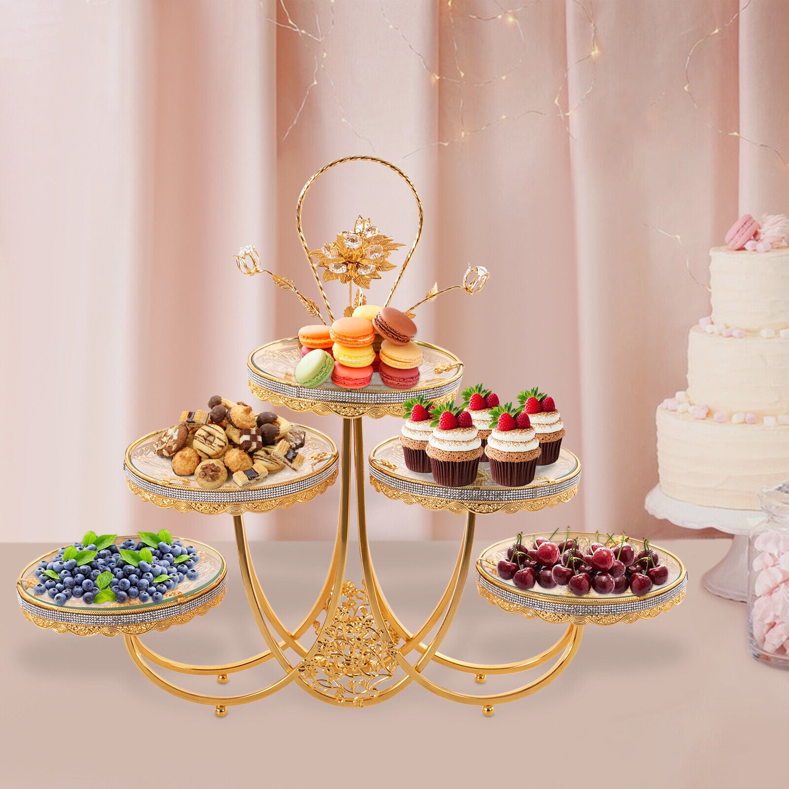 5-Plates Cake Stand European Cupcake Serving Tower Fruits Dessert ...