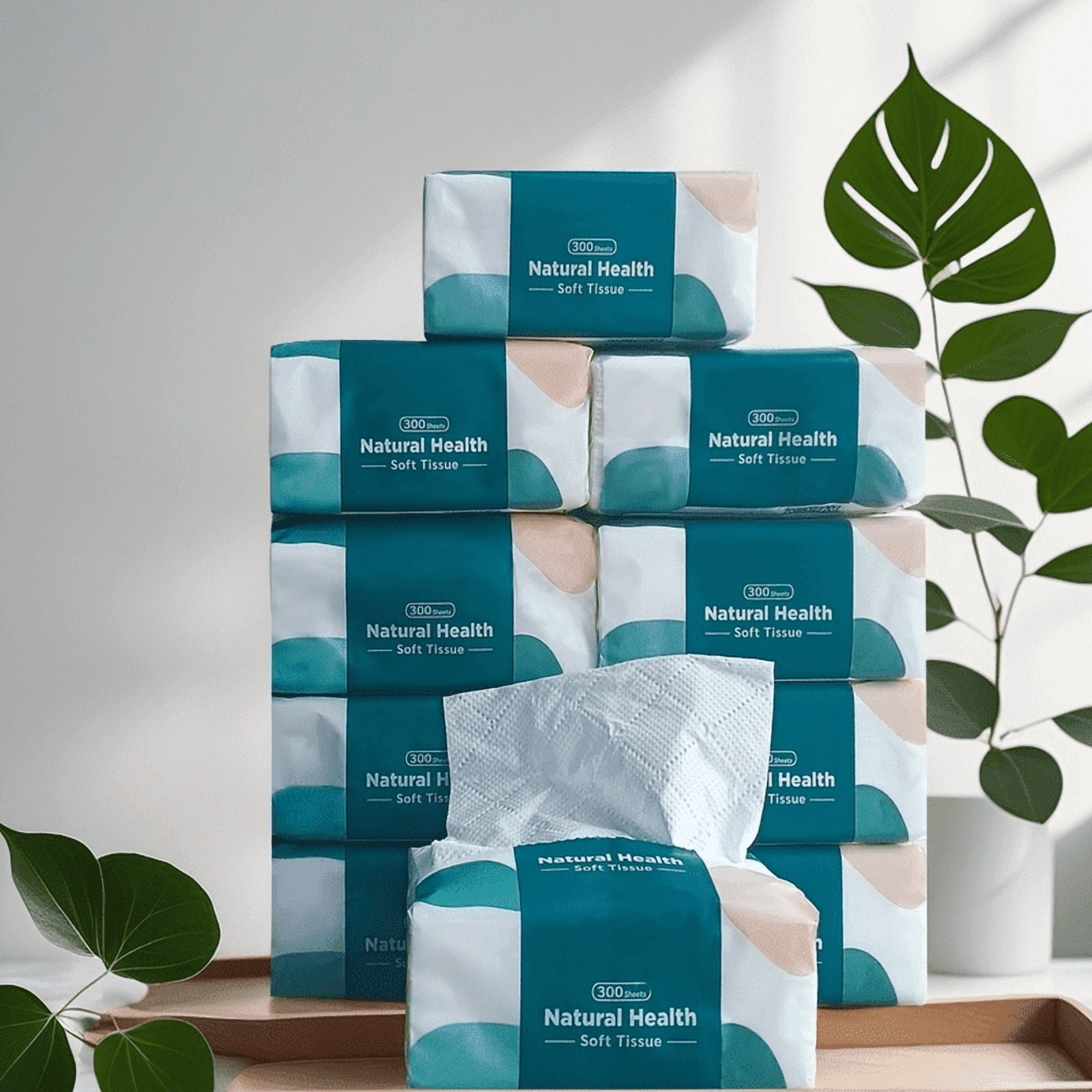 5-Ply Soft Tissue Paper, 10 Packs (60 Tissues/Pack) - Natural Durable ...