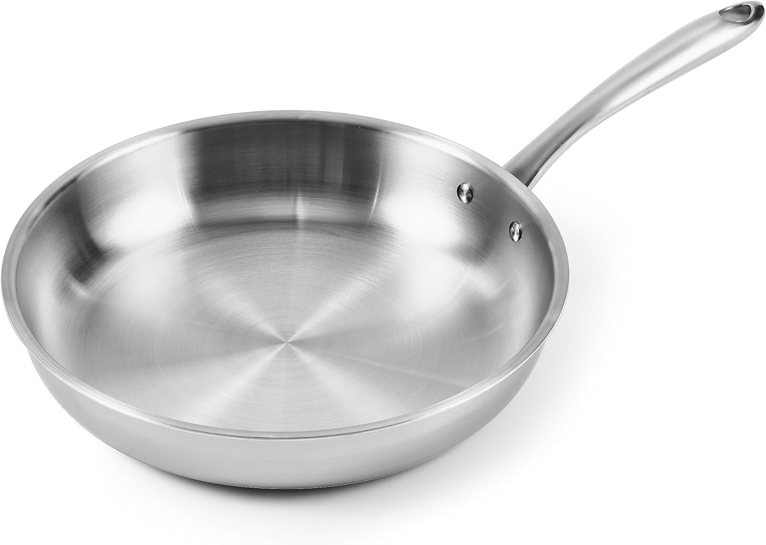 5-Ply Stainless Steel Frying Pan, Full 5-Ply Clad, Brushed, Induction ...
