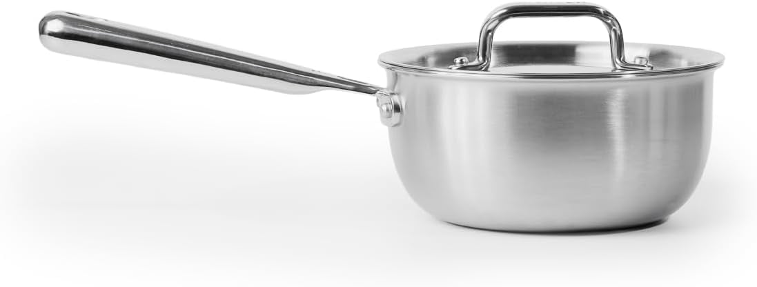 5-Ply Stainless Steel Saucier with Lid– Induction-Compatible Pan with ...