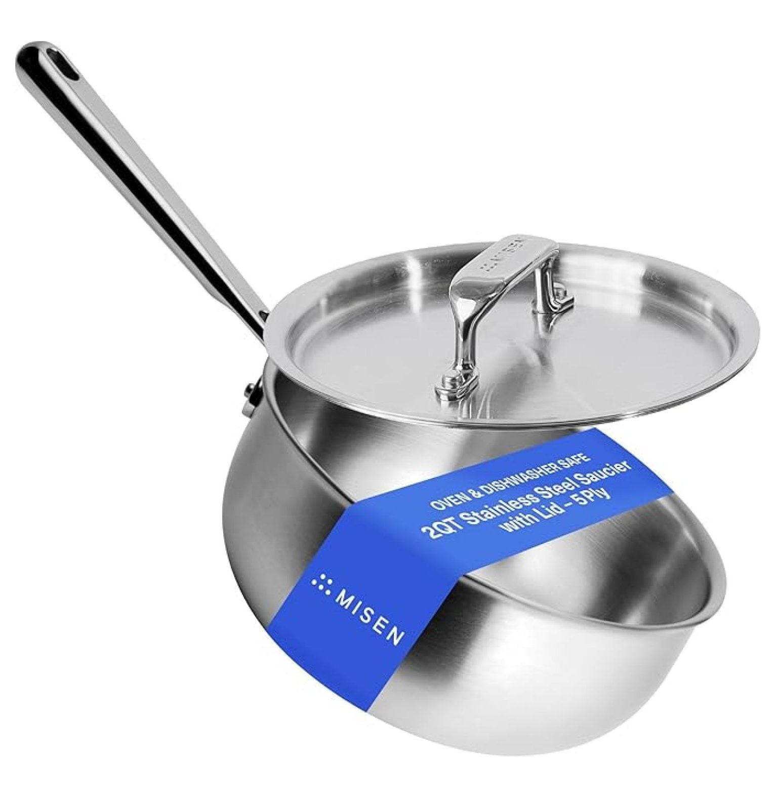 5-Ply Stainless Steel Saucier with Lid– Induction-Compatible Pan with ...