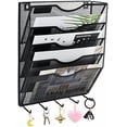 5 Pocket Mesh Hanging File Organizer with Key Holder Hooks & Nametag ...