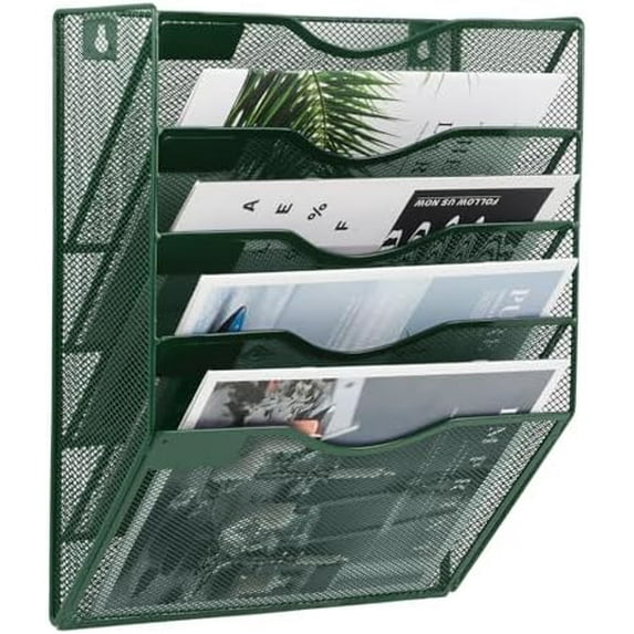 5 Pocket Mesh Hanging File Organizer, Wall Mounted Mail Paper Document ...
