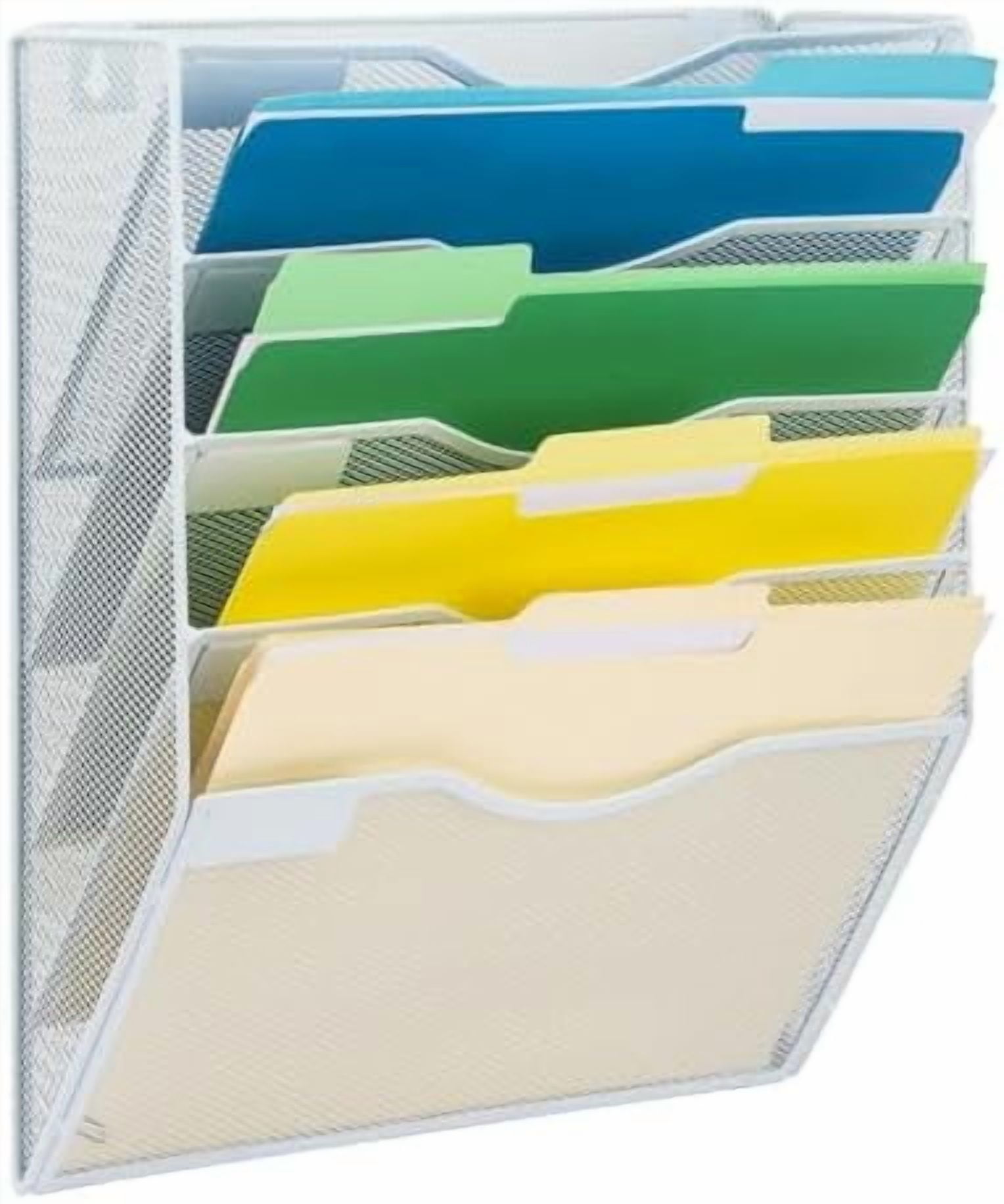 5 Pocket Mesh Hanging Wall File Organizer, Wall Mounted Mail Paper ...